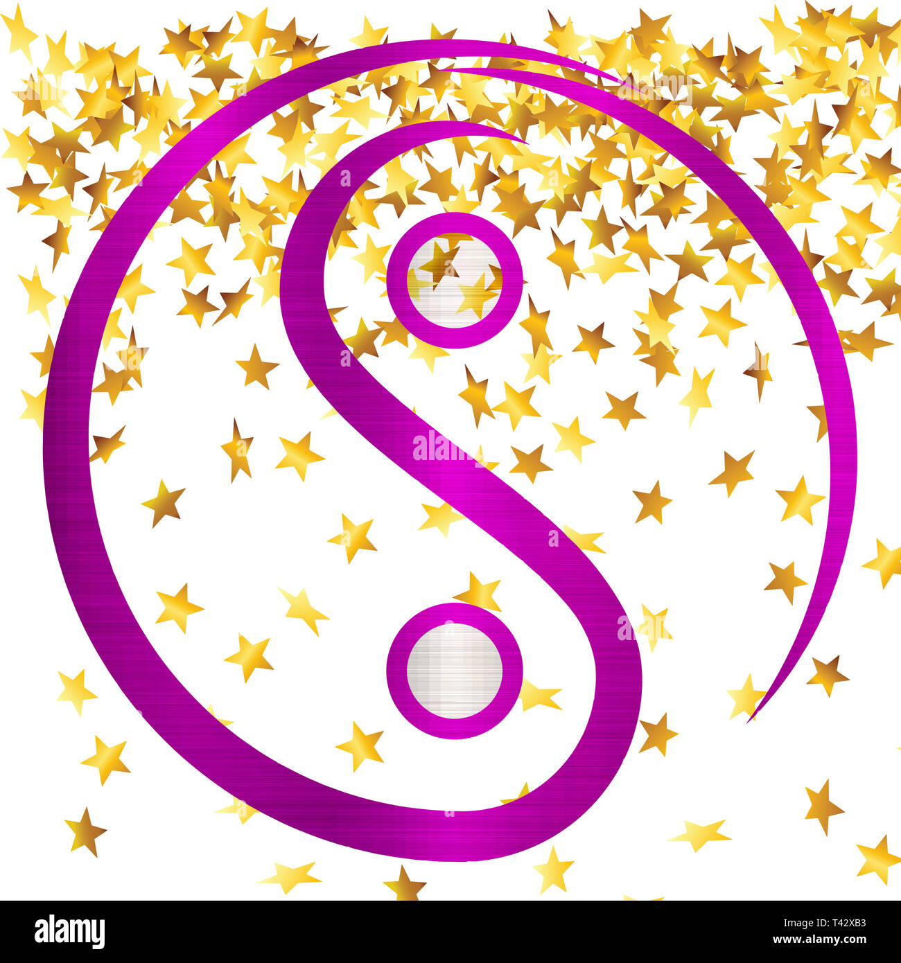 metallic pink yin yang chinese illustration feng shui balance zen ...