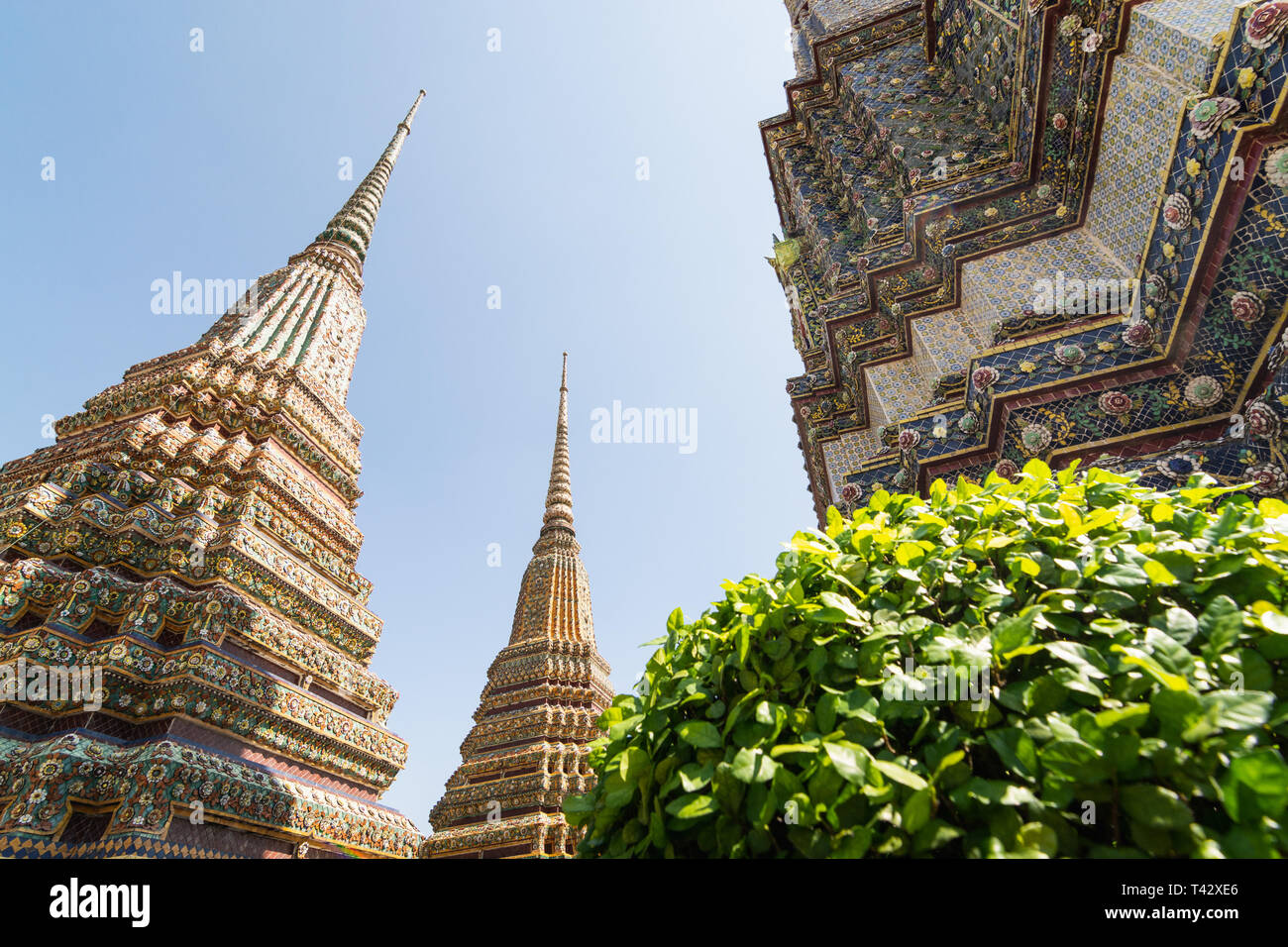 Detail of the Wat Pho Reclining Buddha temple complex in Bangkok ...