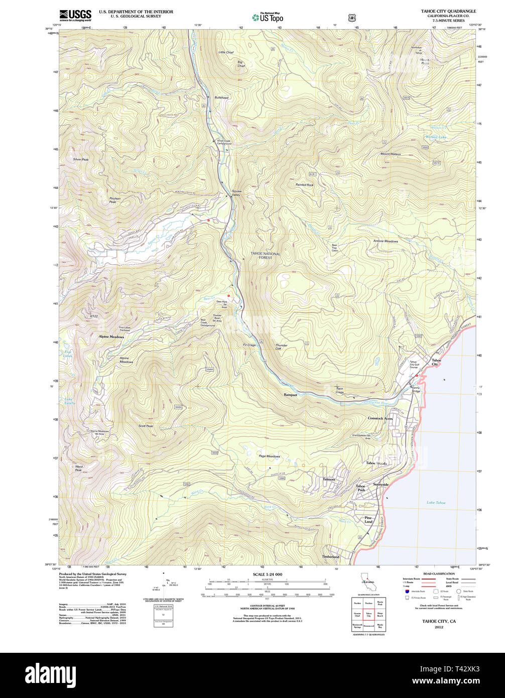Tahoe map hi-res stock photography and images - Alamy