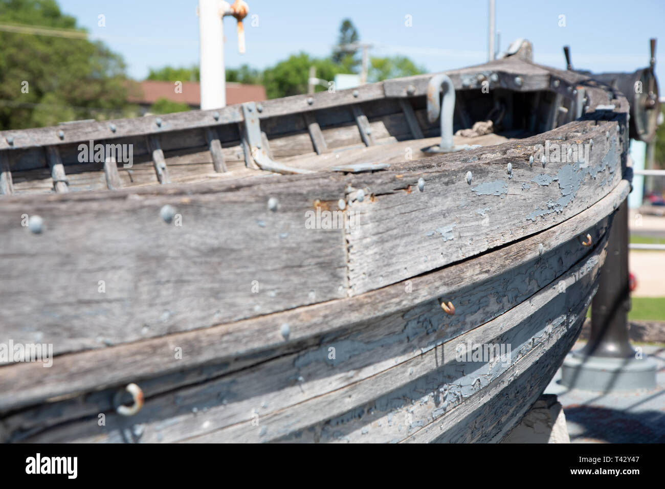 An old rustic wooden lifeboat Stock Photo - Alamy