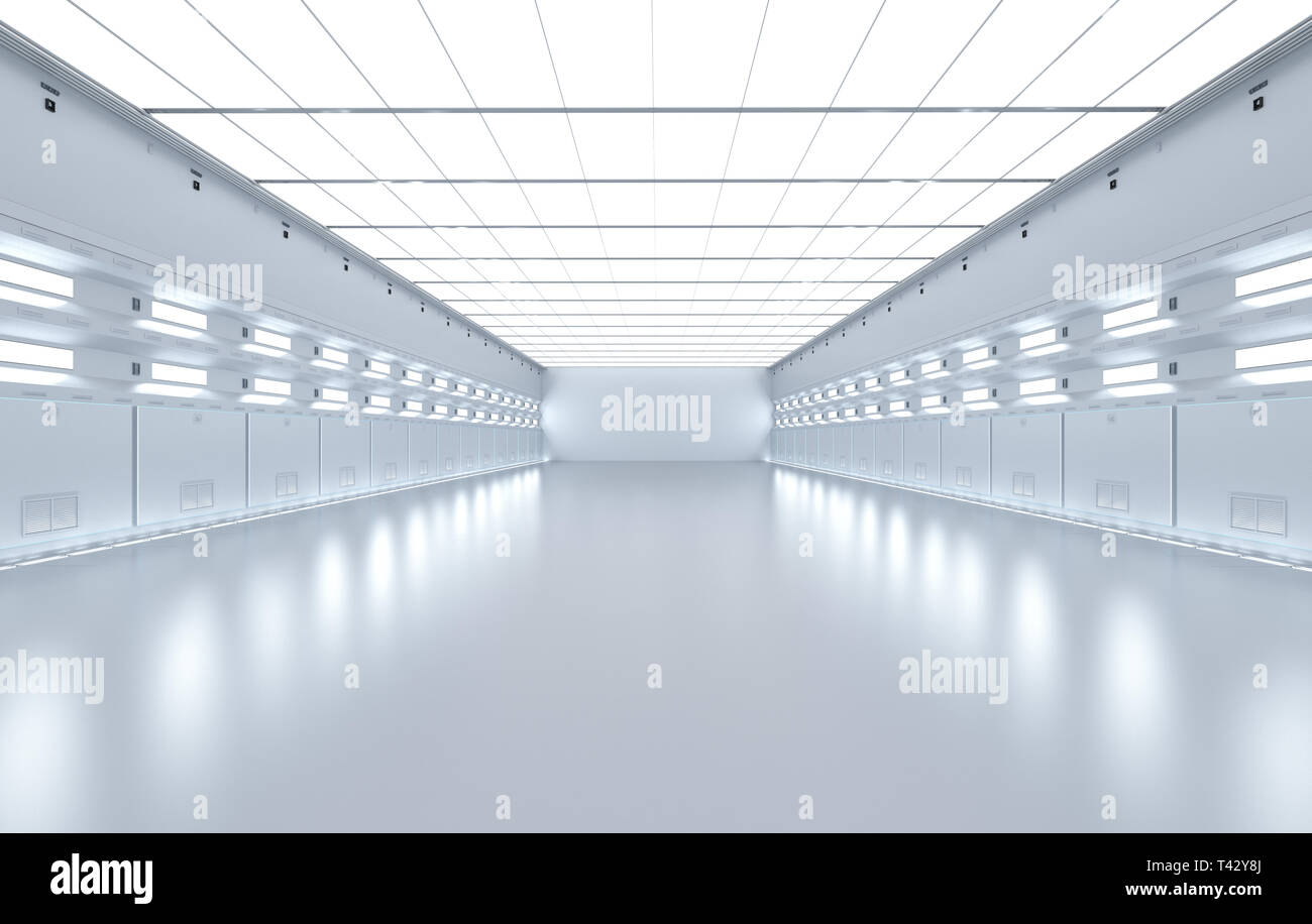 3d rendering interior white and clean empty factory or storehouse Stock ...