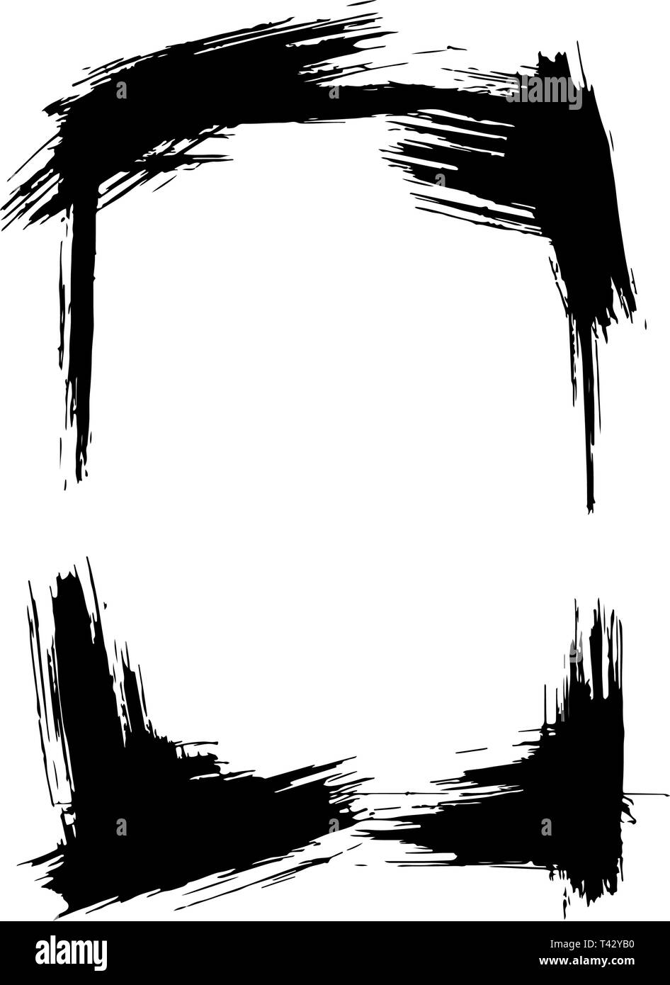 Vector Dry brush frames. Hand drawn artistic frames. Black and white ...