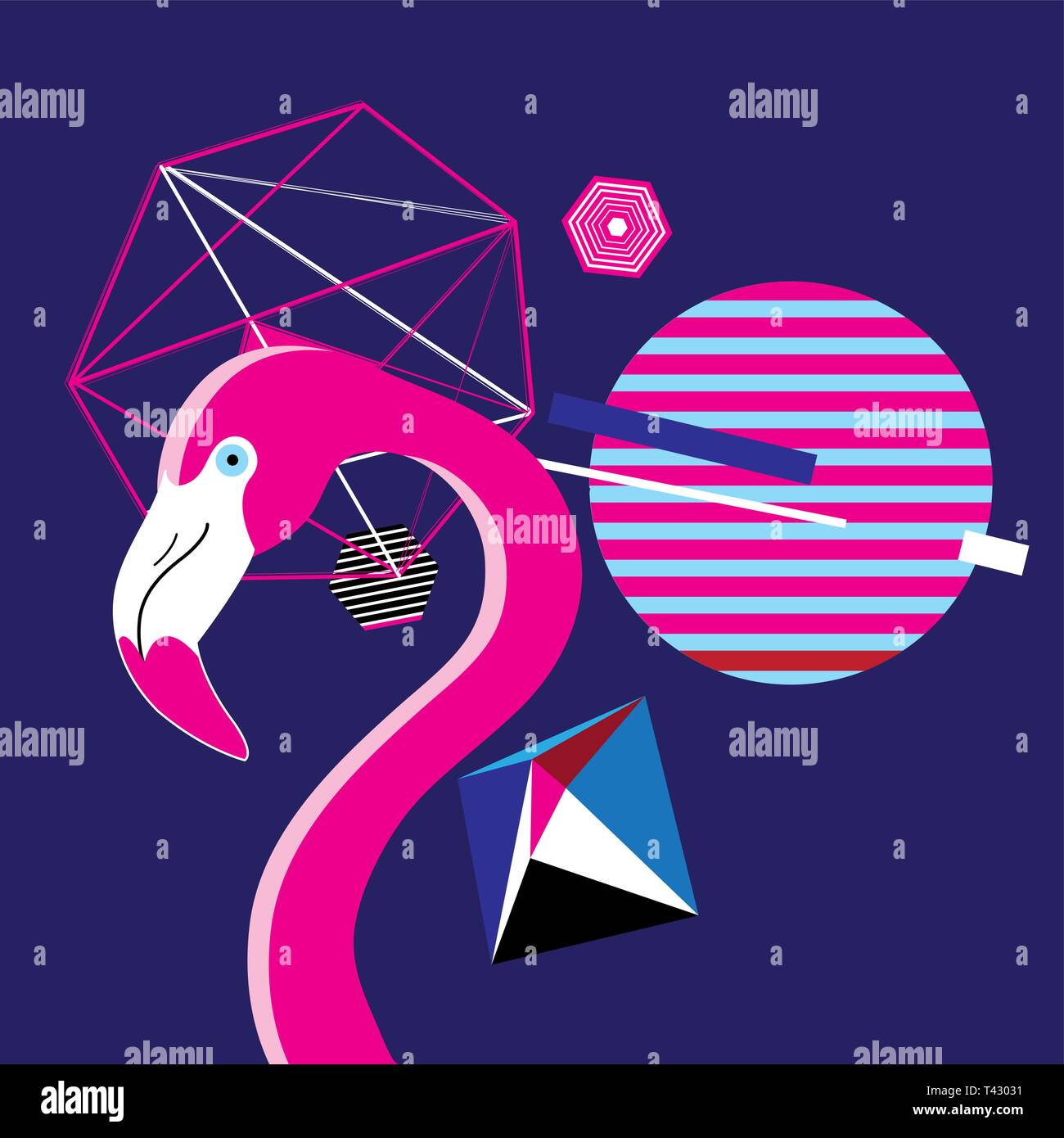 Vector abstract background with geometrical objects and the head of a ...