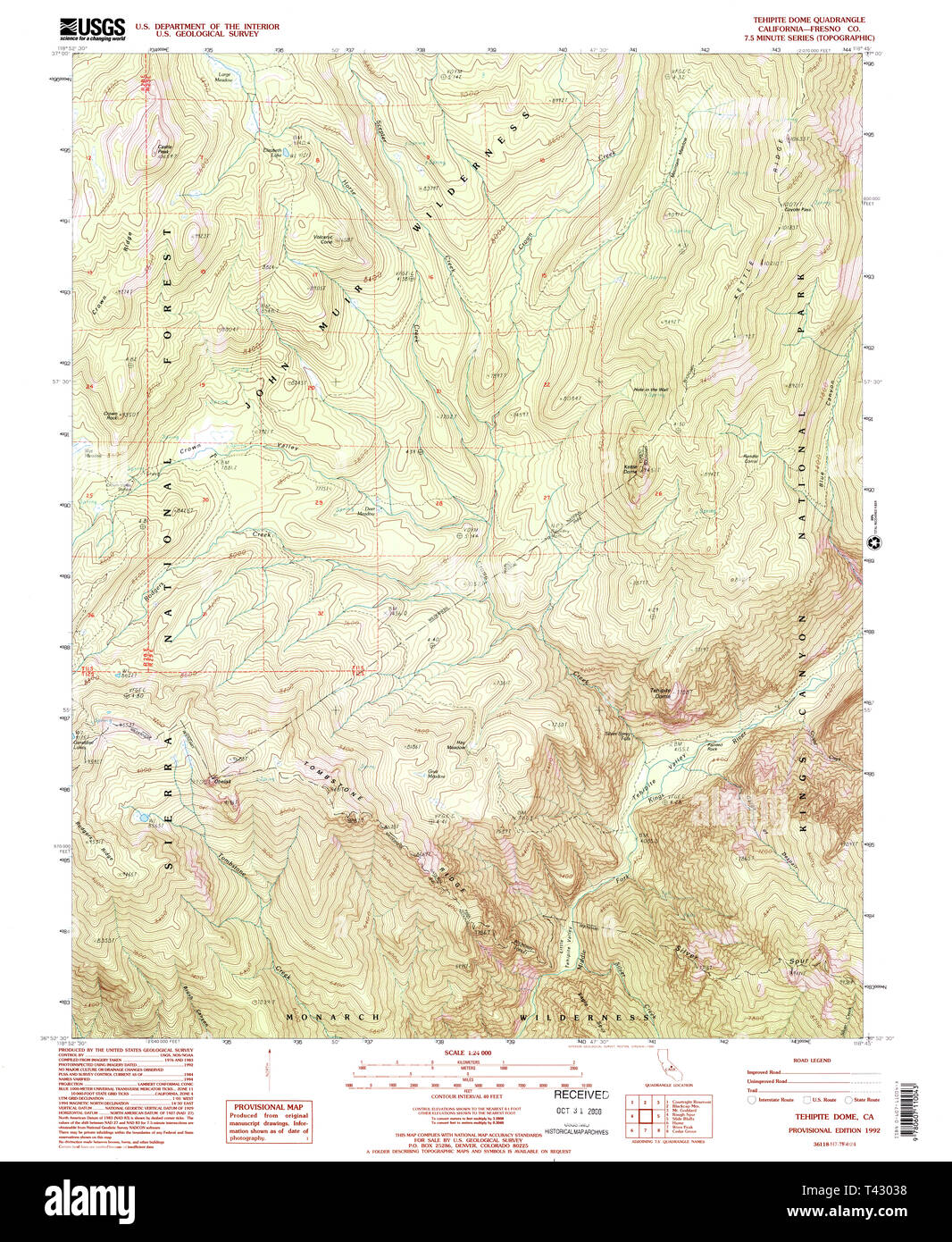 USGS TOPO Map California CA Tehipite Dome 295405 1992 24000 Restoration ...