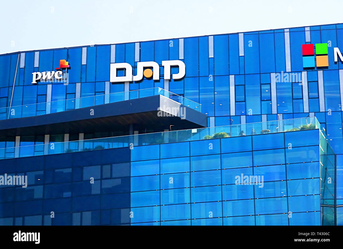 HAIFA, ISRAEL - SEPTEMBER 18, 2017: View of office building with famous ...