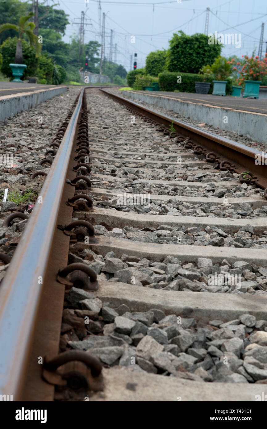 Railroad tracks, Train station, Manggarai district, Jakarta, Indonesia Stock Photo - Alamy