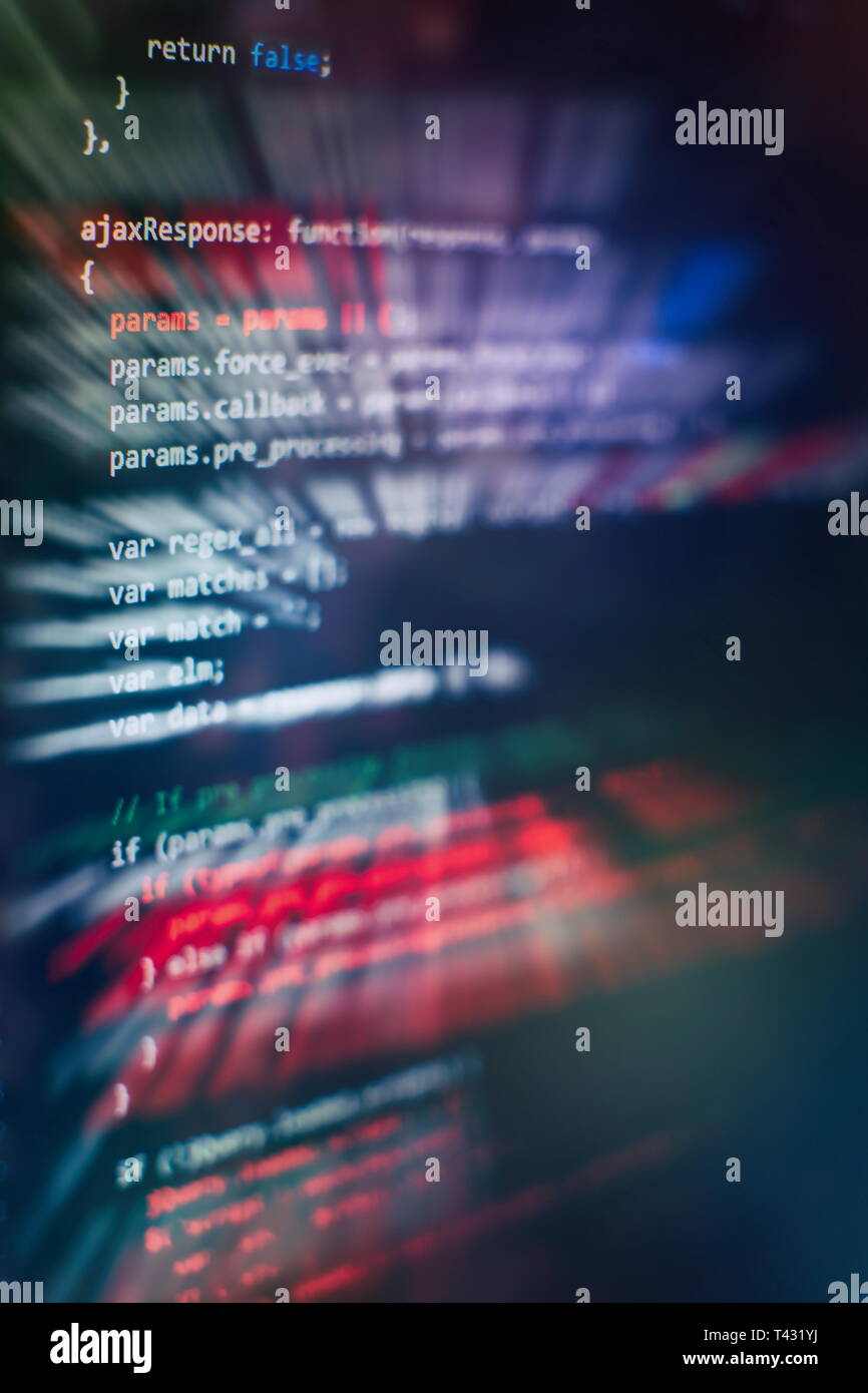 Website HTML Code on the Laptop Display Closeup Photo. Desktop PC ...