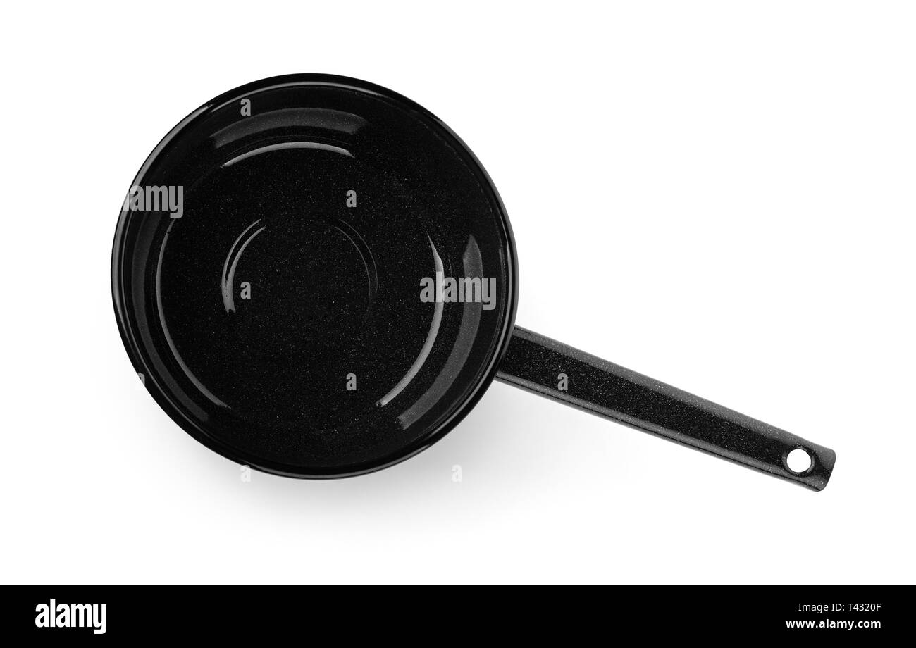Top view of black empty saucepan isolated on white Stock Photo - Alamy