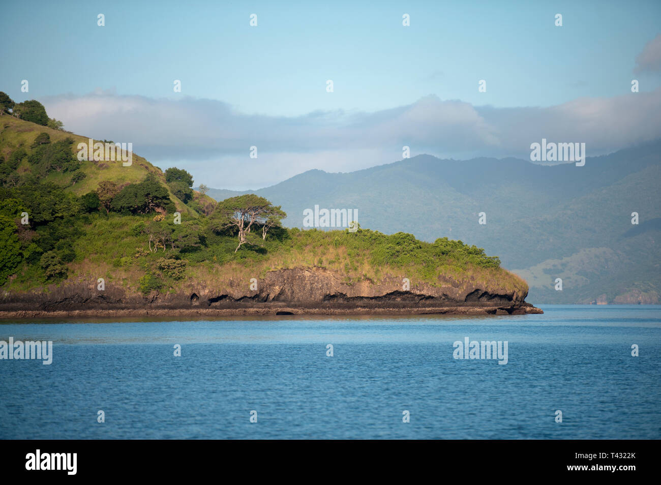 Hills and coastline, Gili Mota island, near Rinca Island, Komodo ...