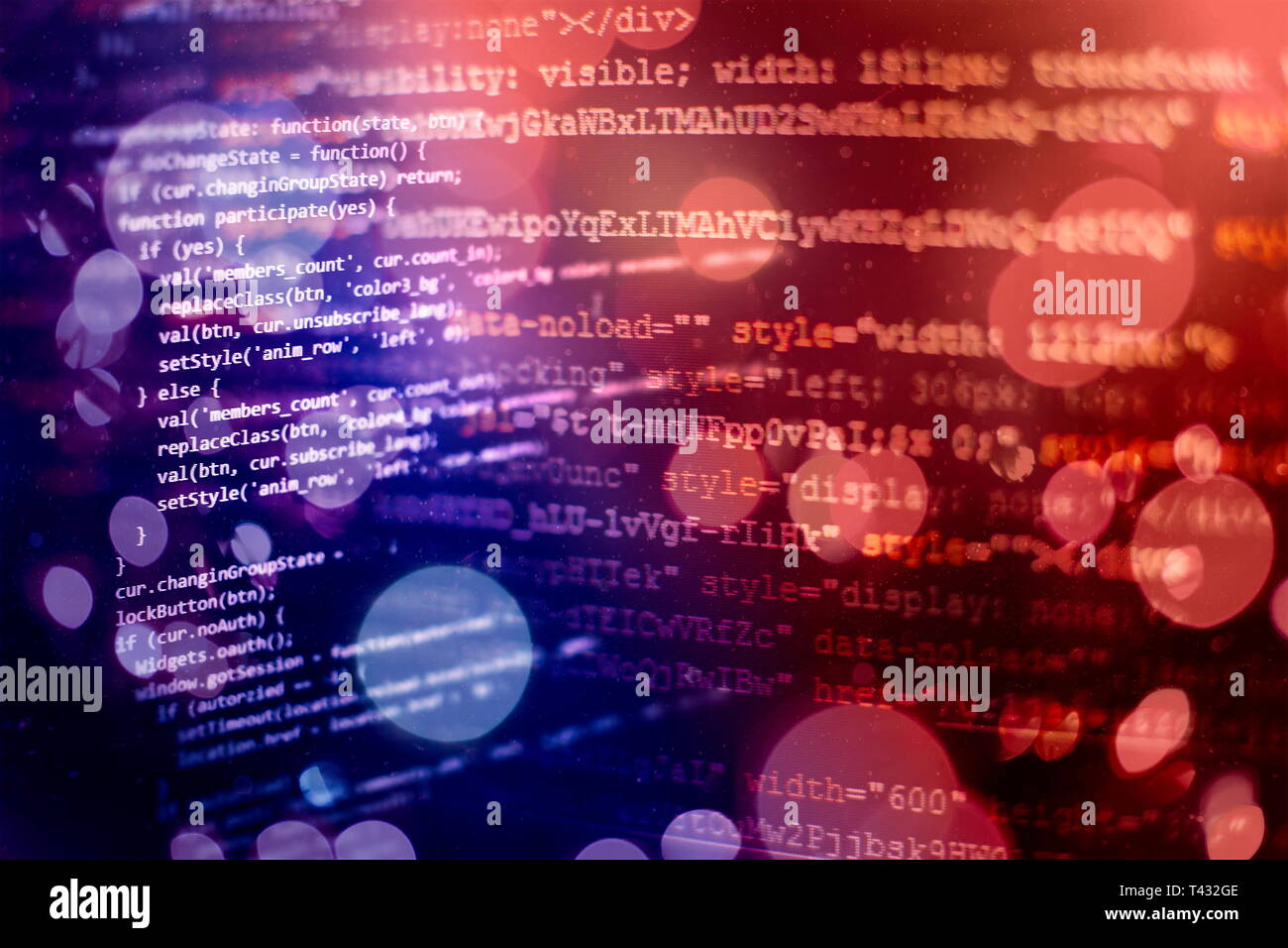 Programming source code HTML for Website development. Server logs analysis Stock Photo - Alamy