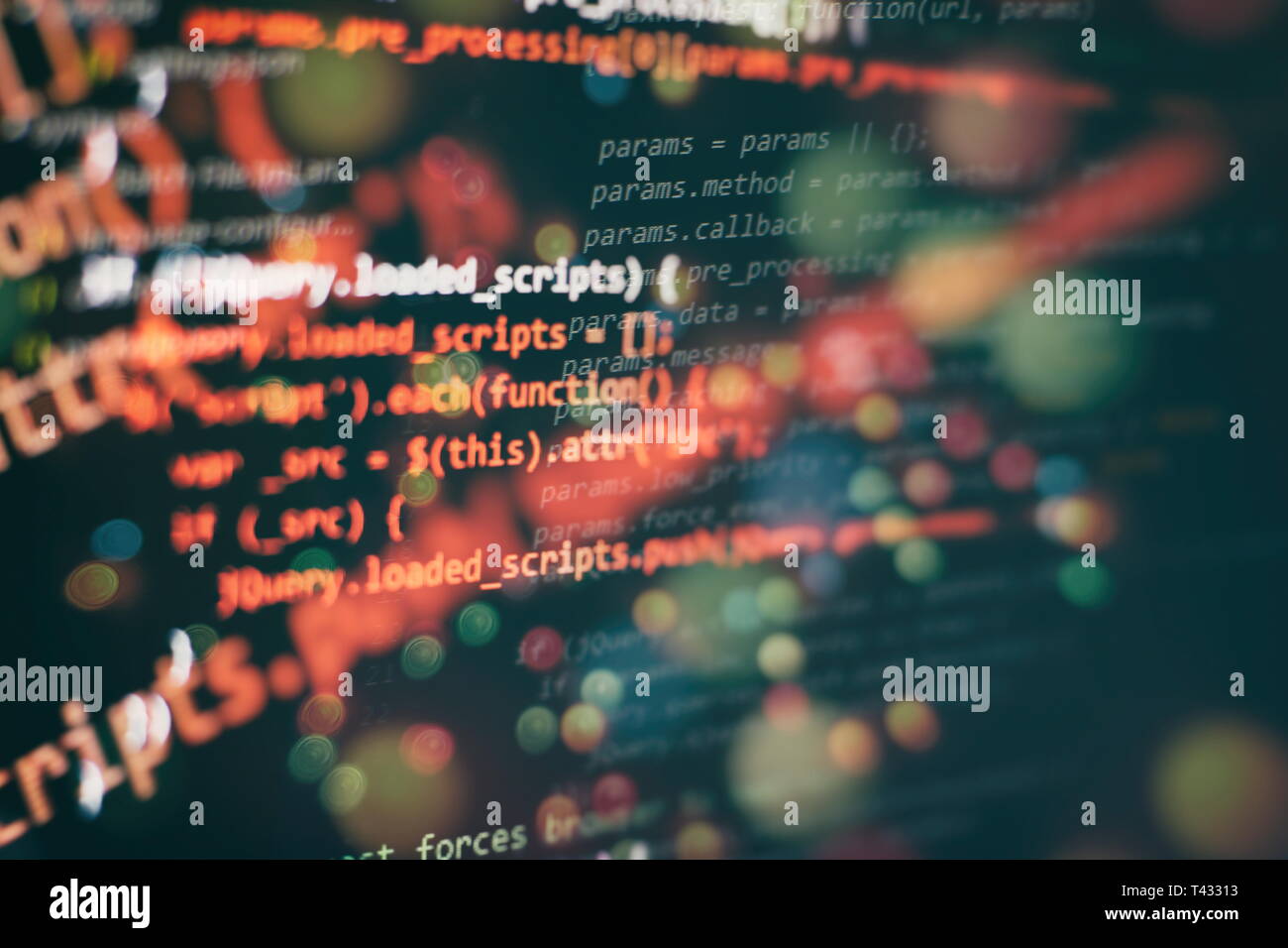 Running Computer Data Programming Coding Script Text On Screen Notebook Closeup Photo