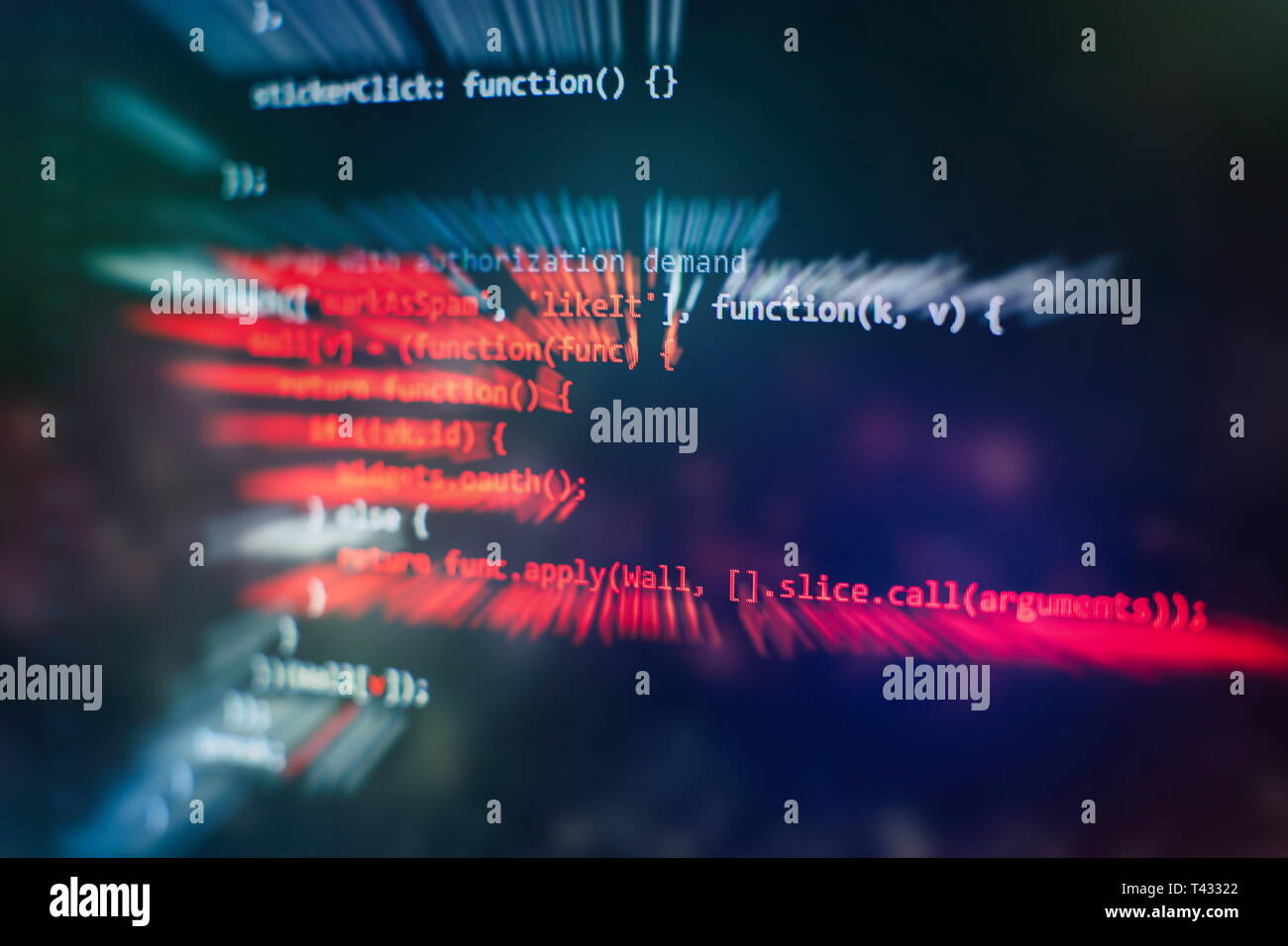Running Computer Data Programming Coding Script Text On Screen Notebook Closeup Photo