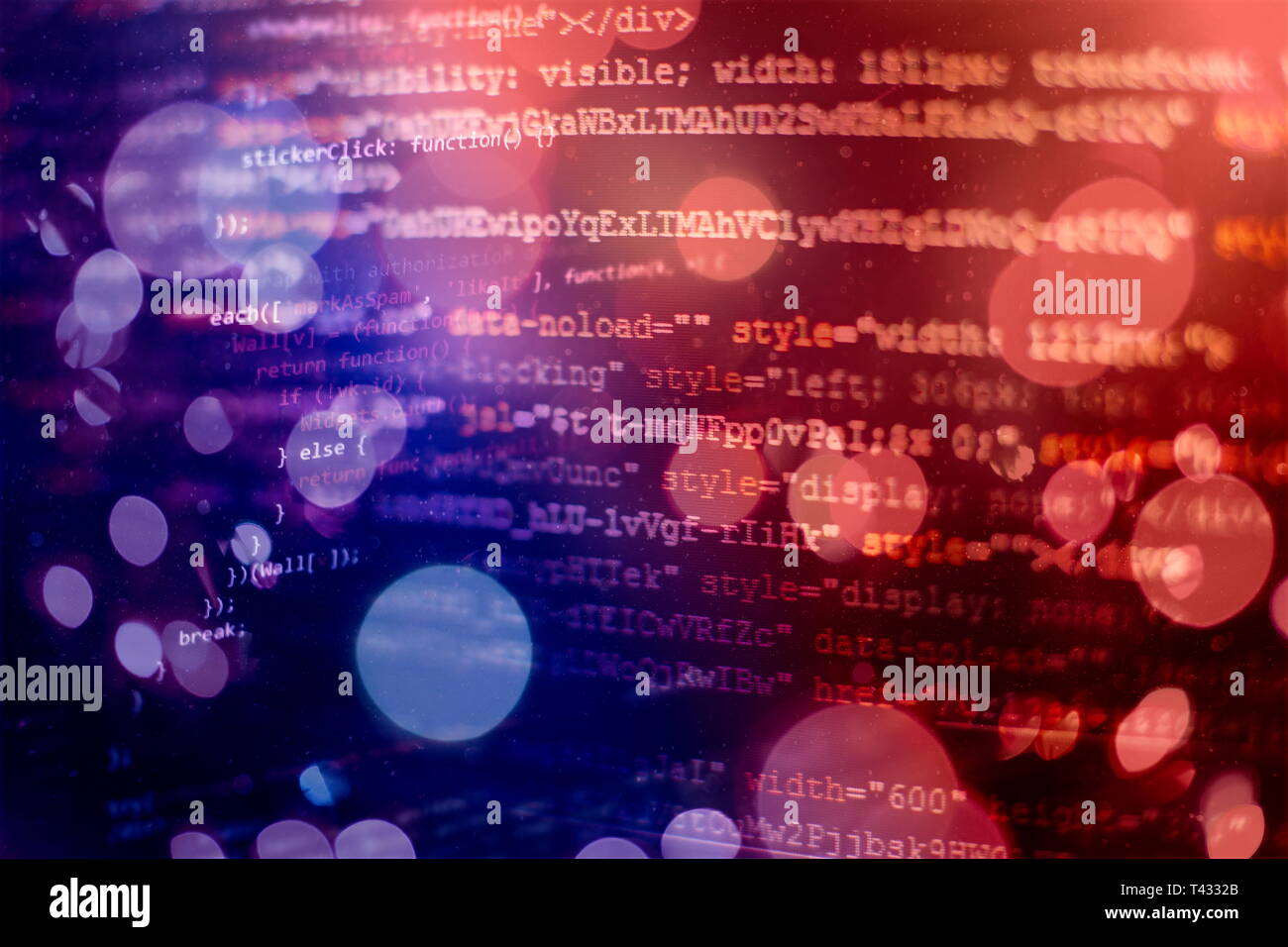 Running Computer data / WWW programming. Coding script text on screen ...
