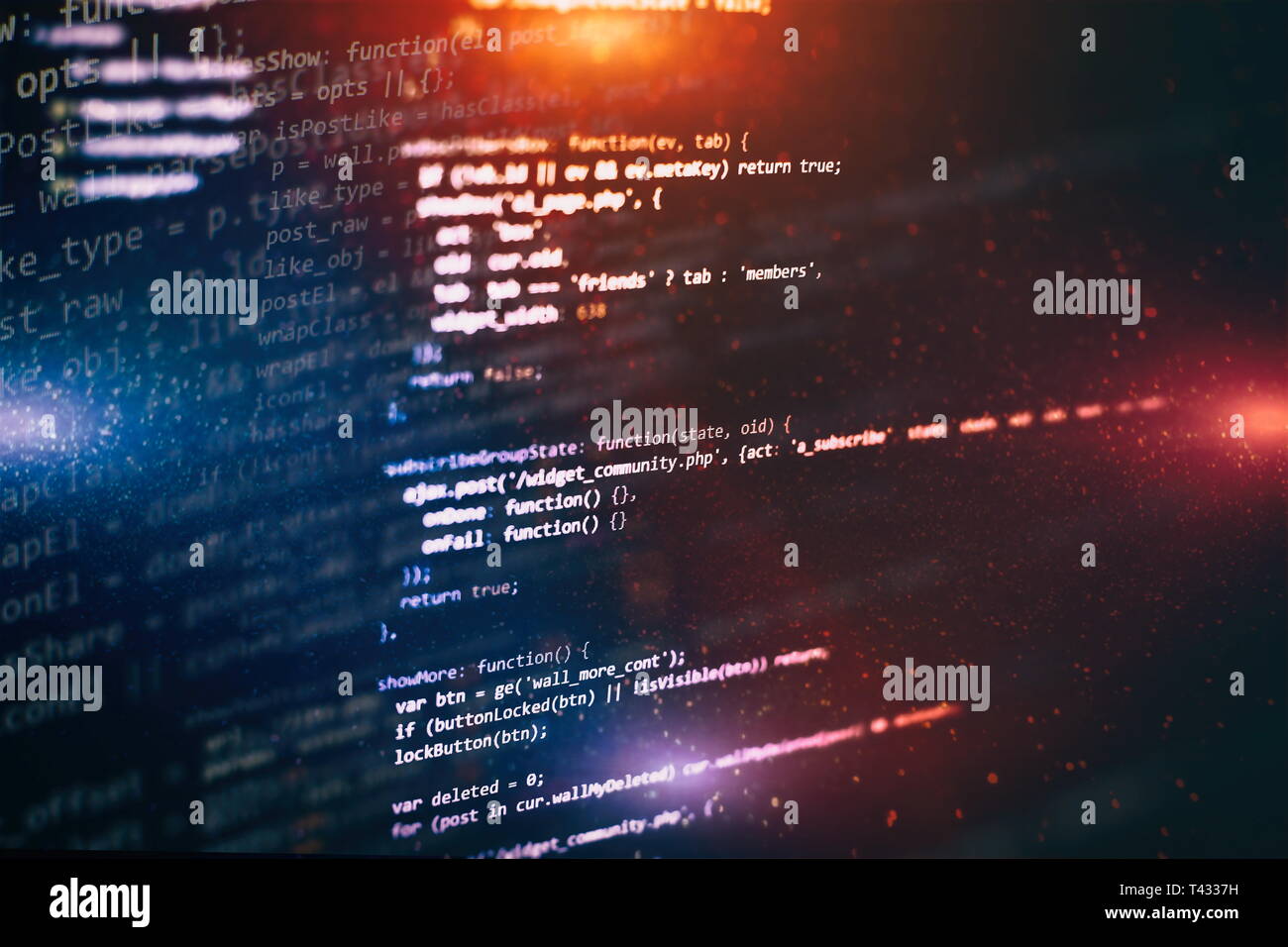 Website HTML Code on the Laptop Display Closeup Photo. Desktop PC ...