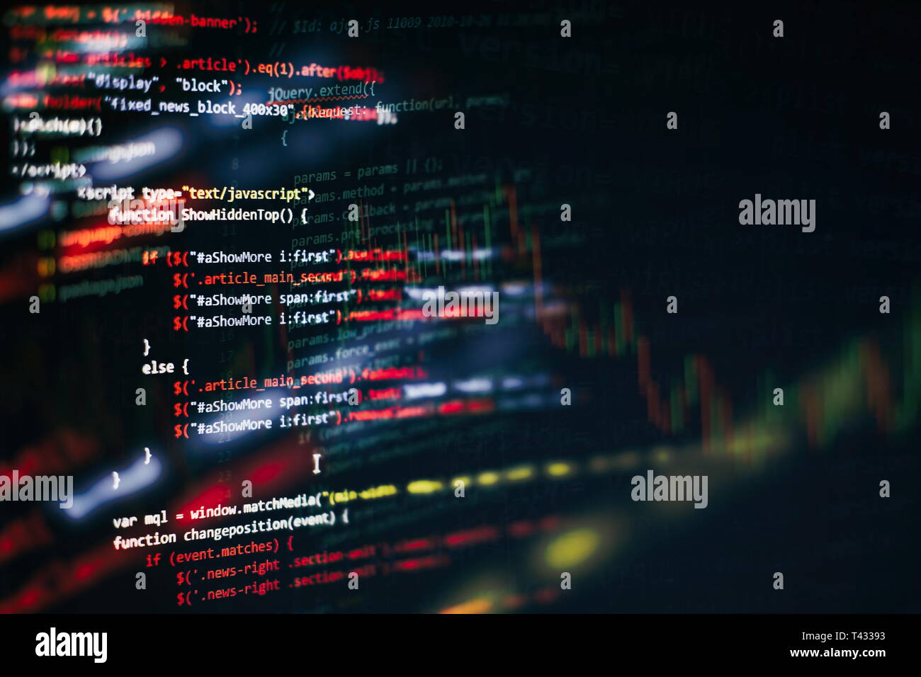 Website HTML Code on the Laptop Display Closeup Photo. Desktop PC ...