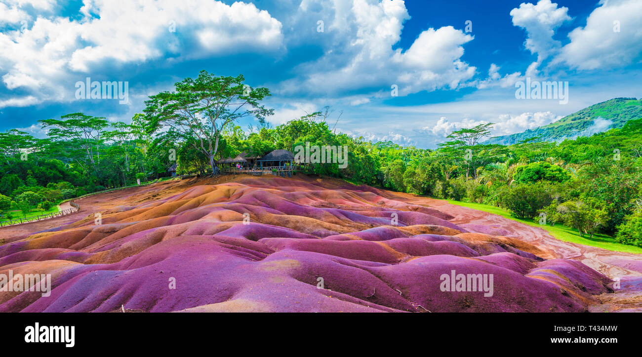 Seven Coloured Earth on Chamarel, Mauritius island, Africa Stock Photo ...
