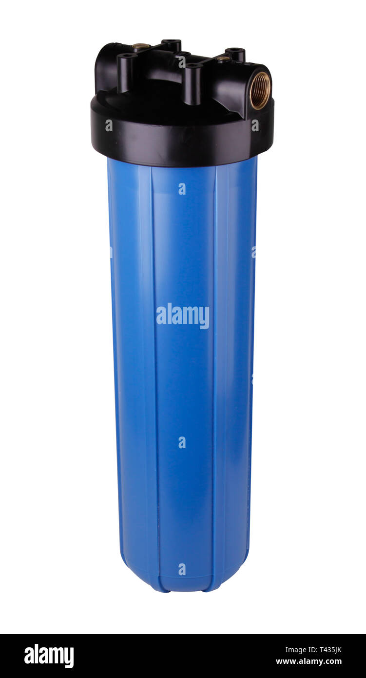 Filter flask blue, plastic for water purification. Isolated white ...