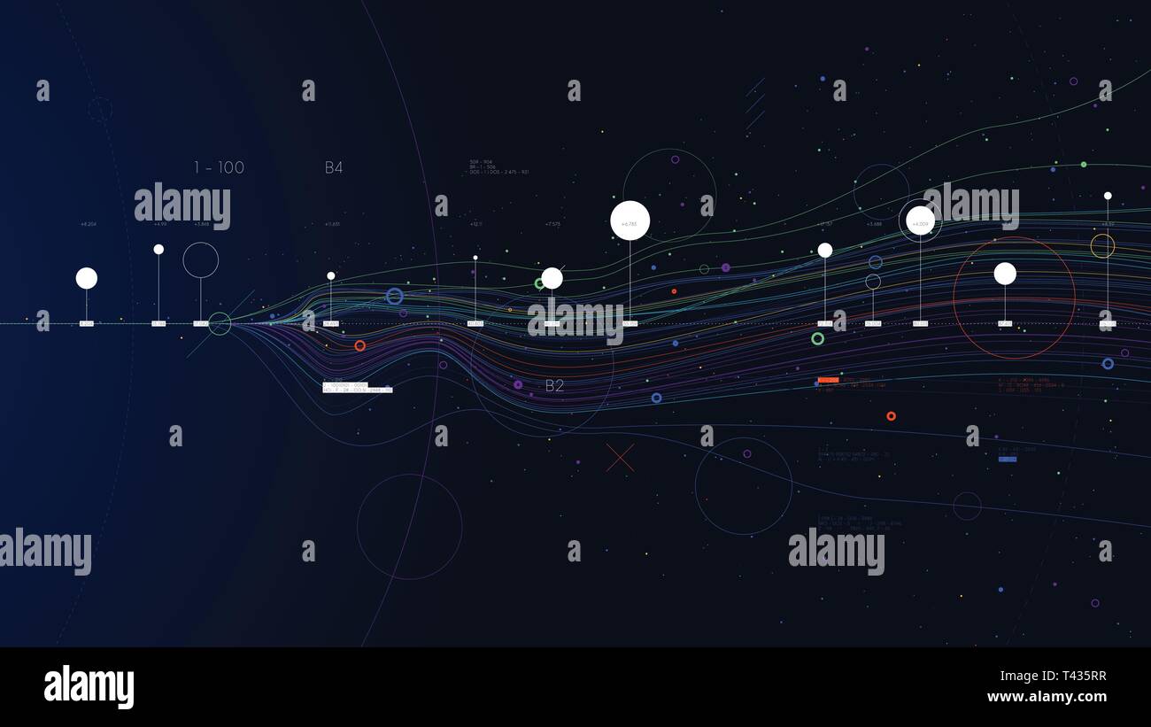 Big data concept, vector line graph of information flow node base ...