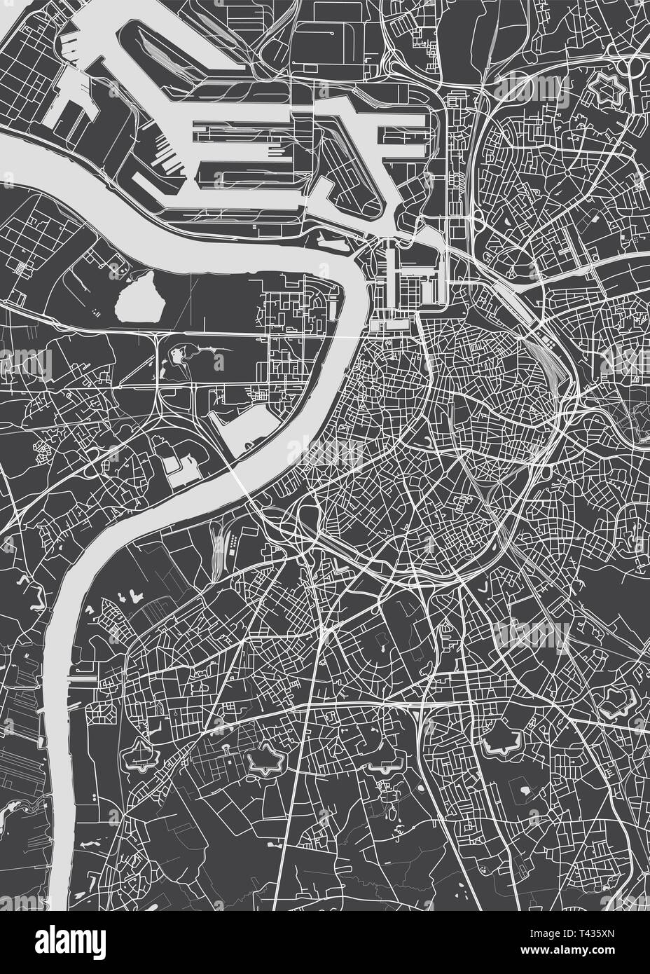 Antwerp city plan, detailed vector map detailed plan of the city ...