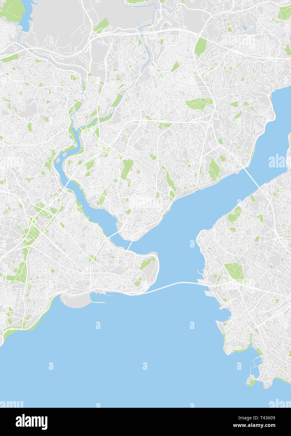 Istanbul city plan, detailed vector map detailed plan of the city ...