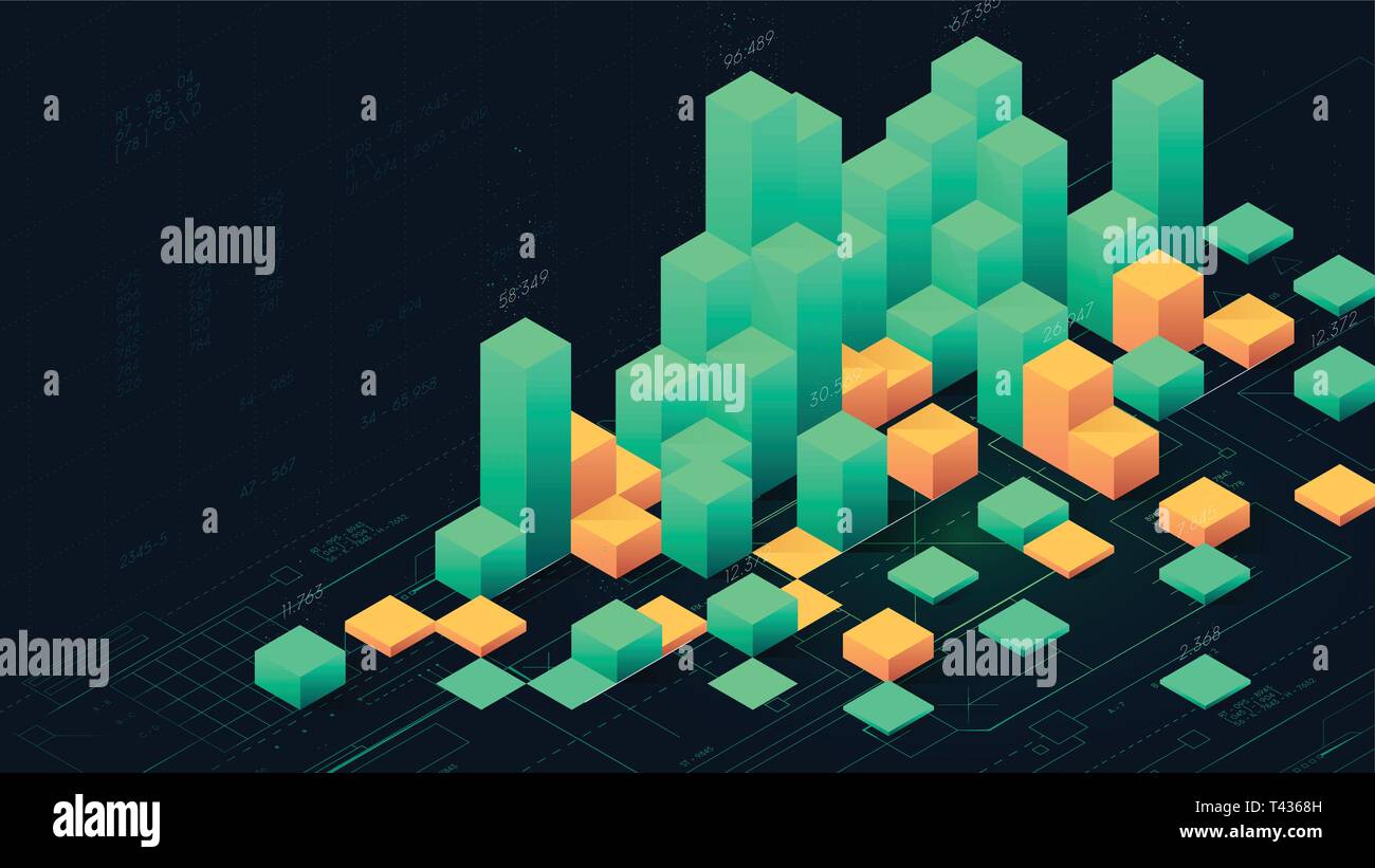 Futuristic Digital Data Visualization Infographic Columns Of Business Analytics Creative