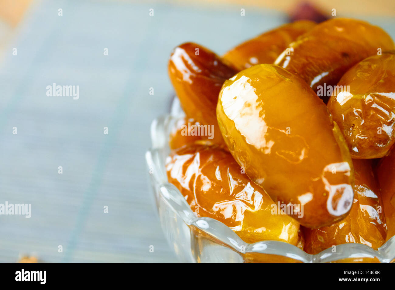 sweet algerian arabic dates fruits on a glass plate Stock Photo - Alamy