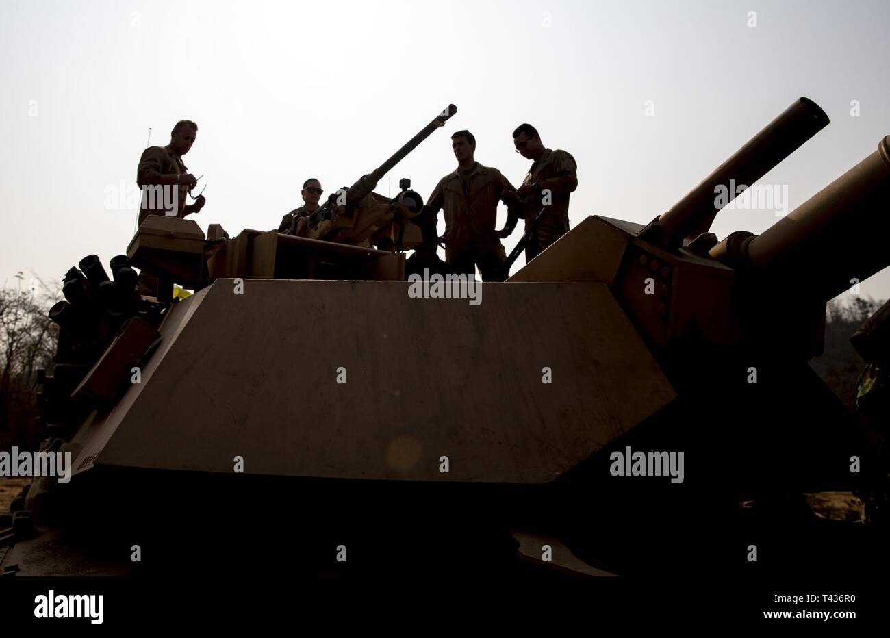 U.S. Marines with Charlie Company, 4th Tank Battalion prepare for a ...