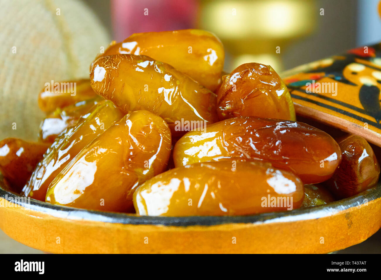 sweet algerian dates fruits on arabic traditional pottery plate Stock ...