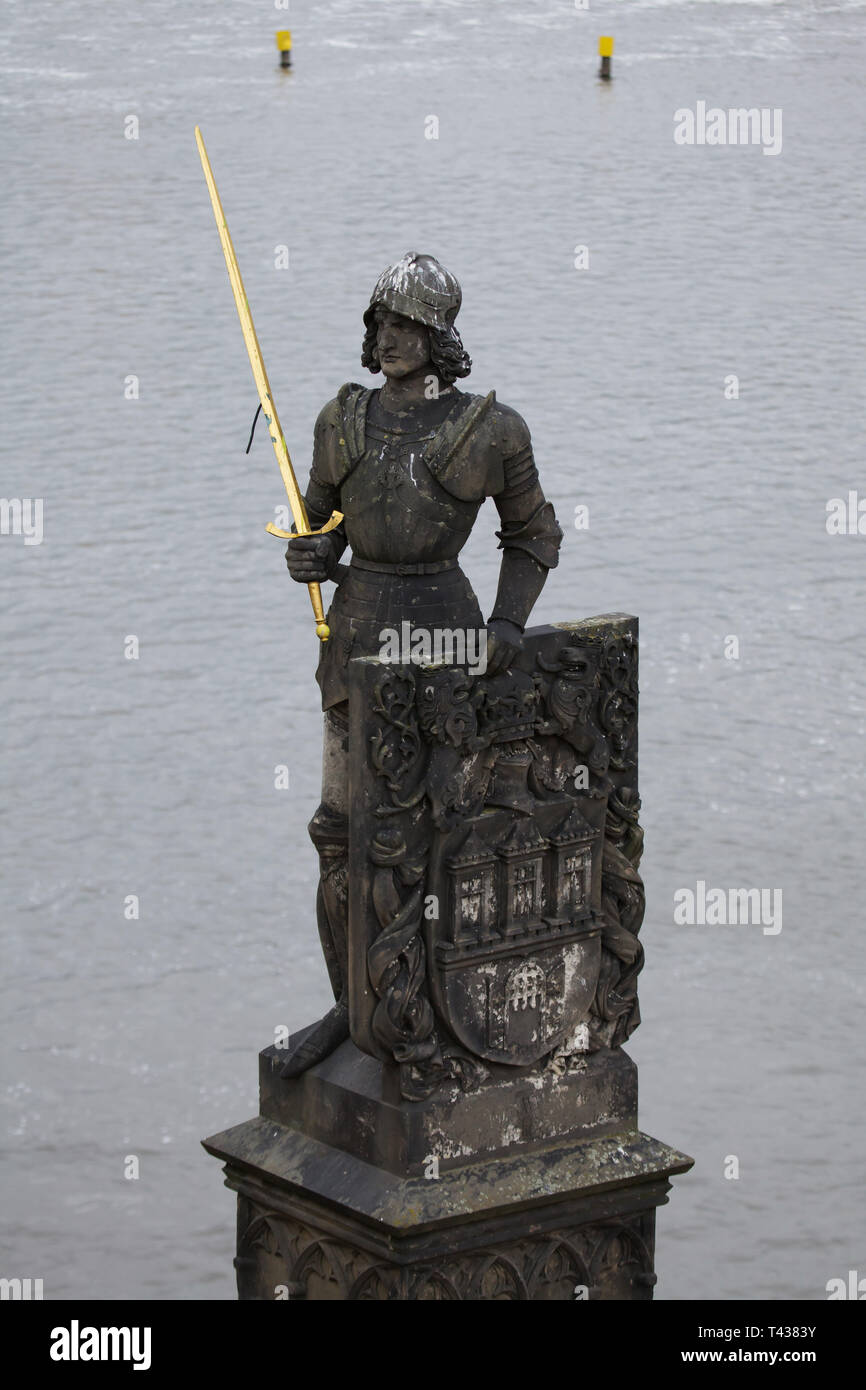 Statue of Bruncvík designed by Czech sculptor Ludvík Šimek (1884 ...
