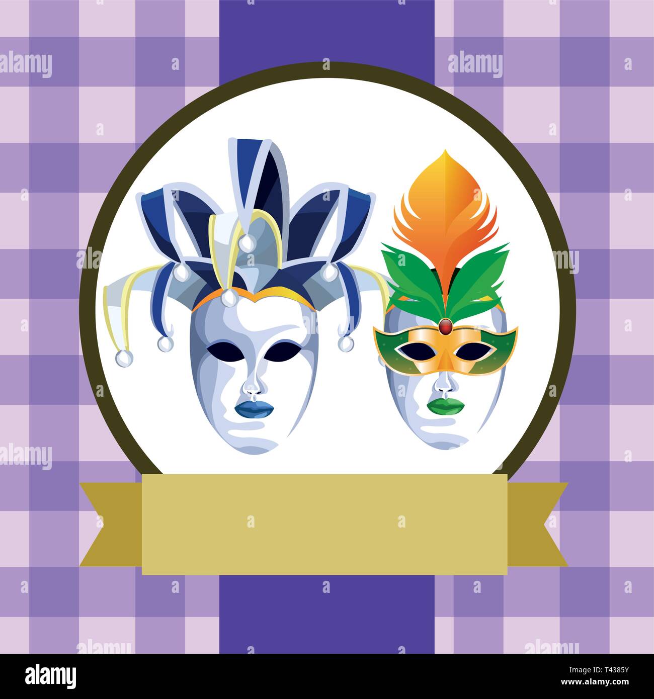 masks with feathers round icon Stock Vector Image & Art - Alamy