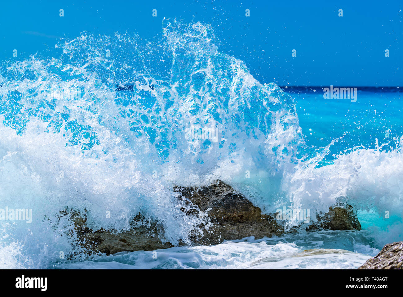 Wild sea in Lefkas Greece Stock Photo - Alamy