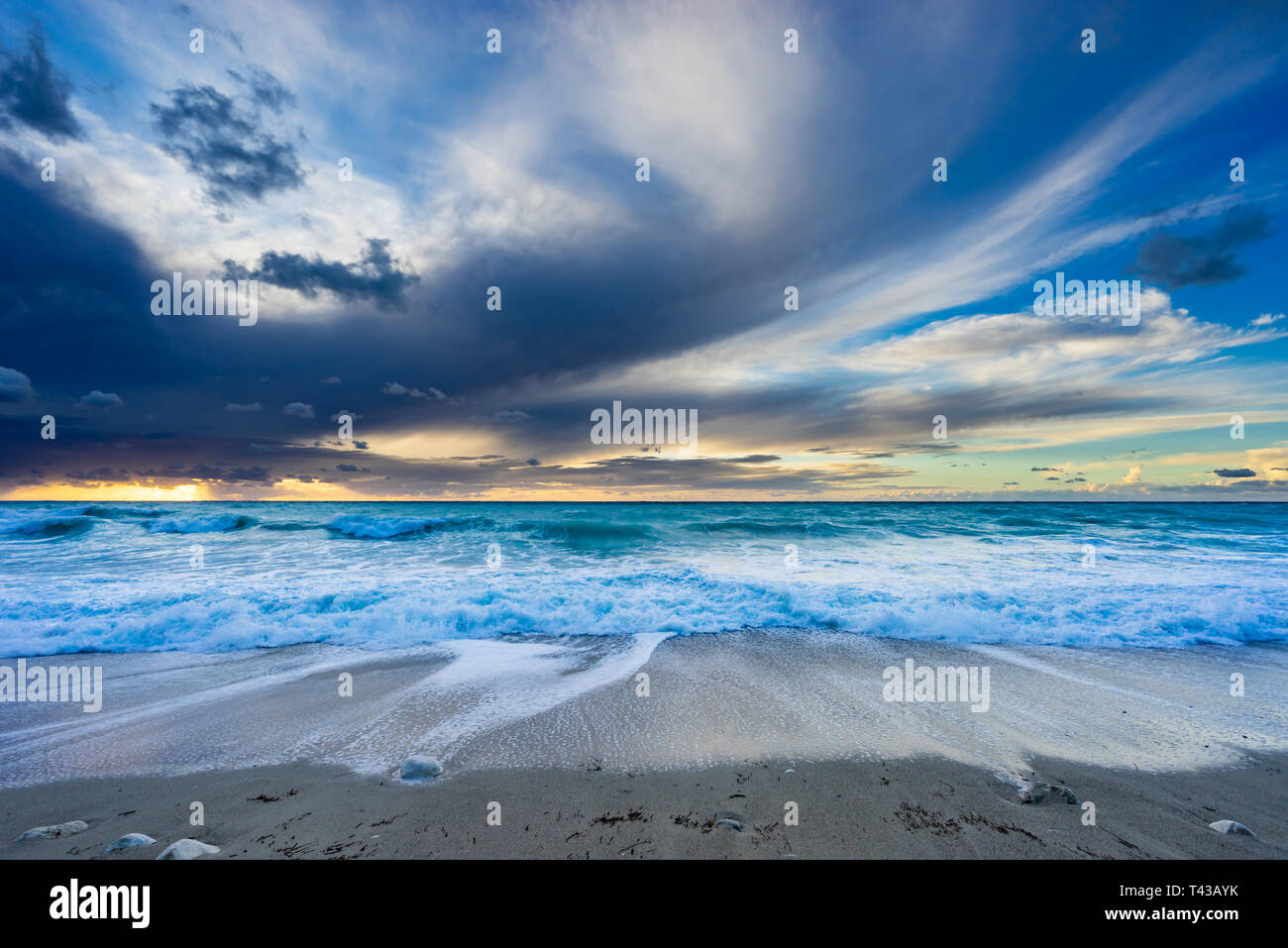 Sunset at the beach in Lefkas Greece Stock Photo - Alamy