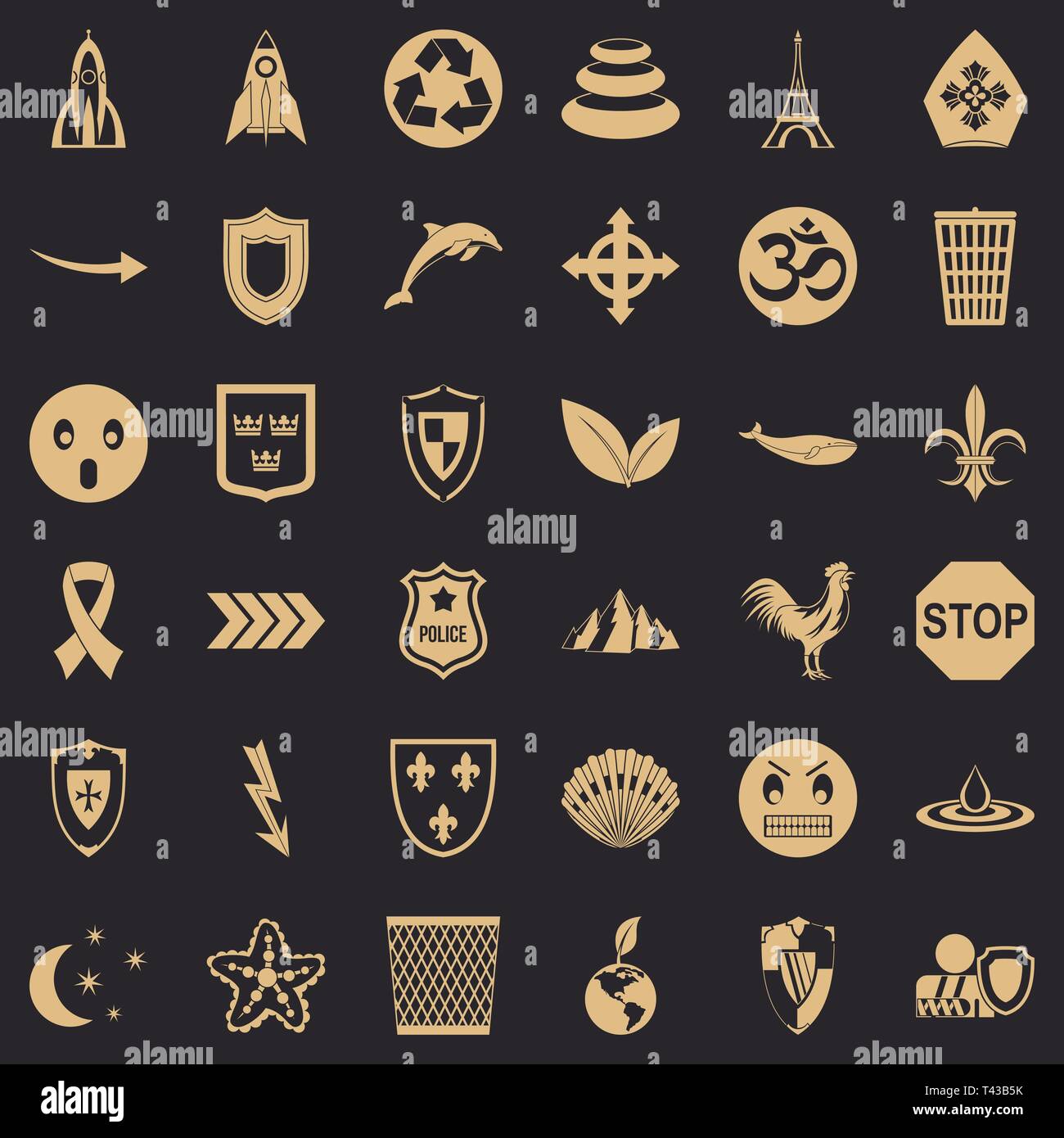 Protection emblem icons set, simple style Stock Vector Image & Art - Alamy