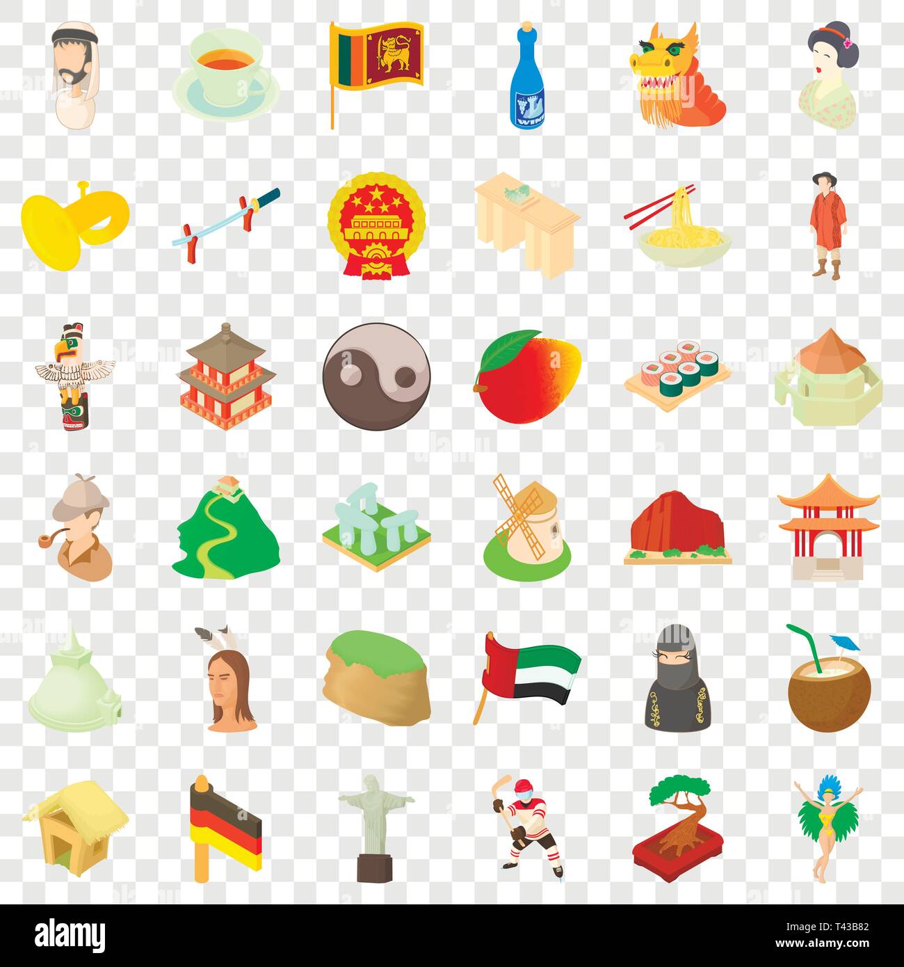 Culture of country icons set, cartoon style Stock Vector Image & Art ...