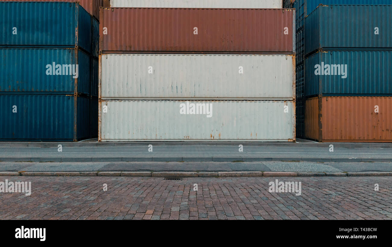 Stacked stacked container blue hi-res stock photography and images - Alamy