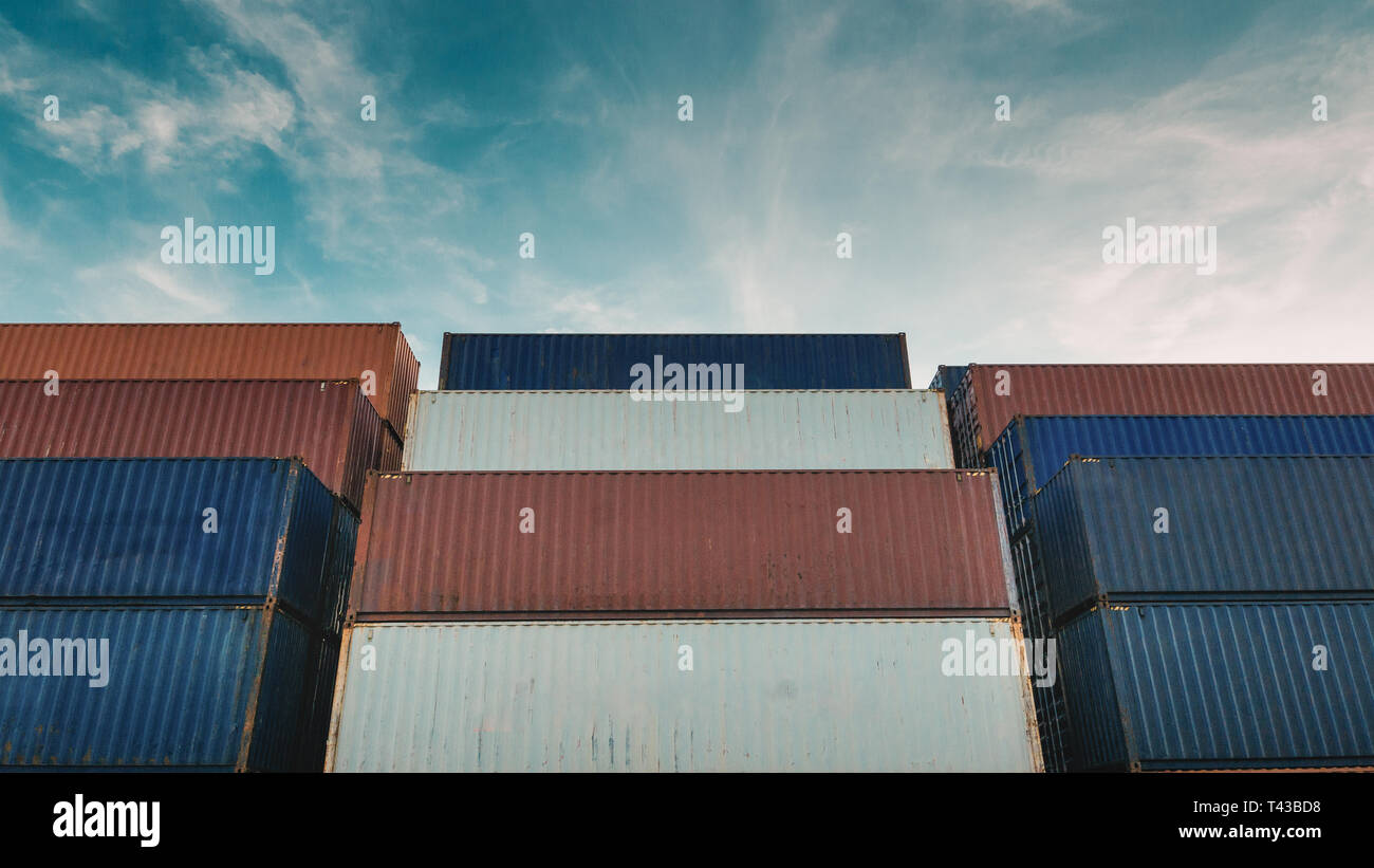 Stacked stacked container blue hi-res stock photography and images - Alamy