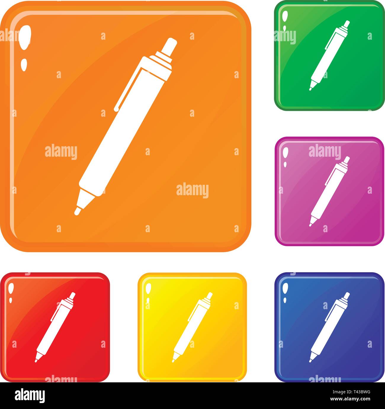 Pen icons set vector color Stock Vector Image & Art - Alamy