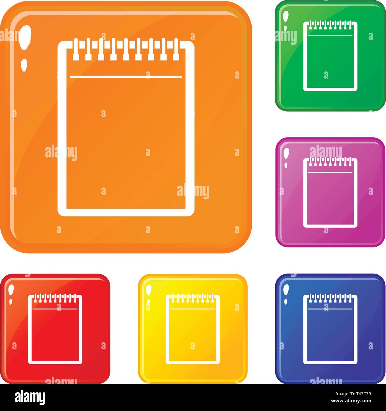 Blank spiral notepad icons set vector color Stock Vector Image & Art ...