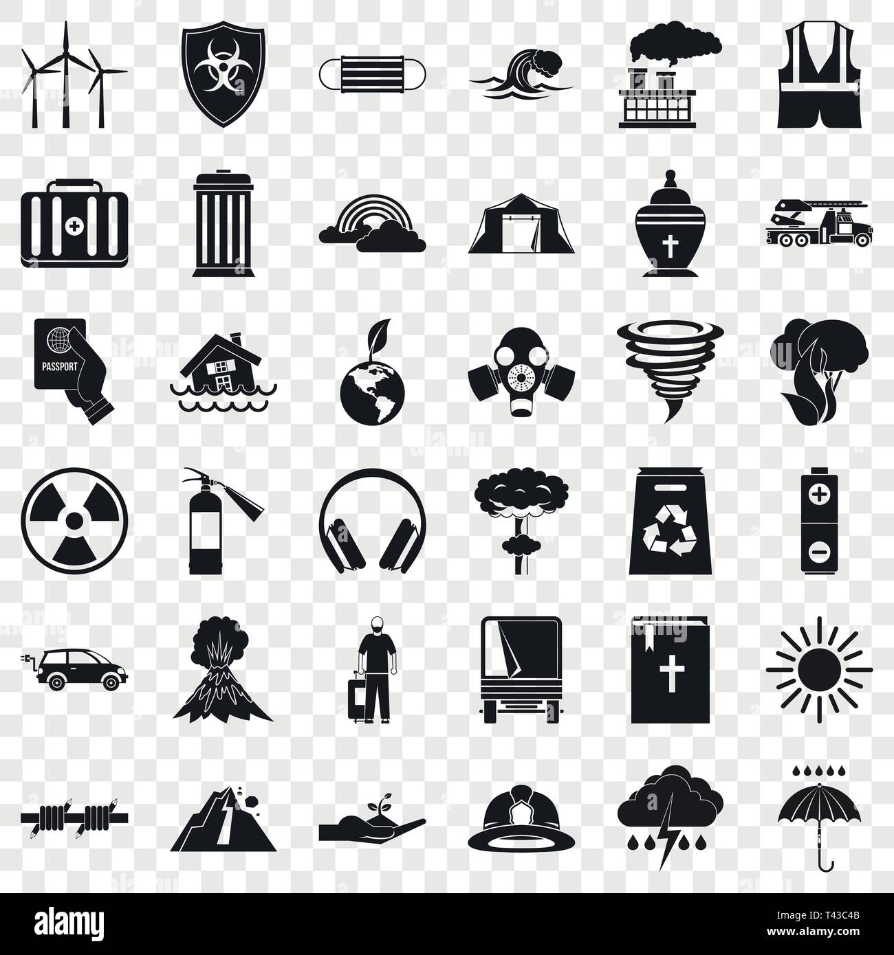 Natural disaster icons set, simple style Stock Vector Image & Art - Alamy