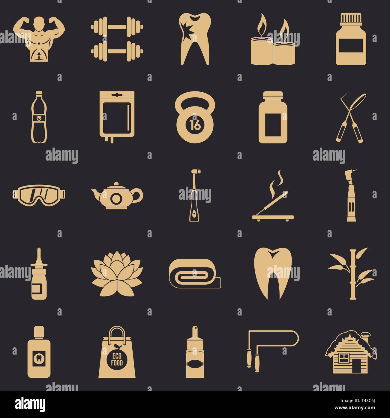 Bodybuilder icons set, simple style Stock Vector Image & Art - Alamy