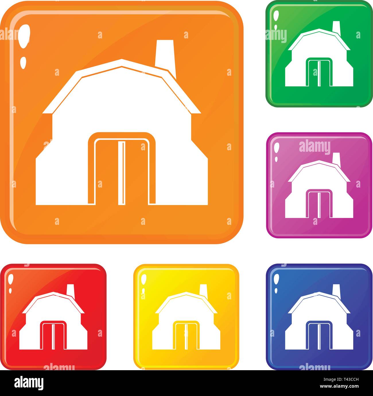 Blacksmith workshop building icons set vector color Stock Vector Image ...