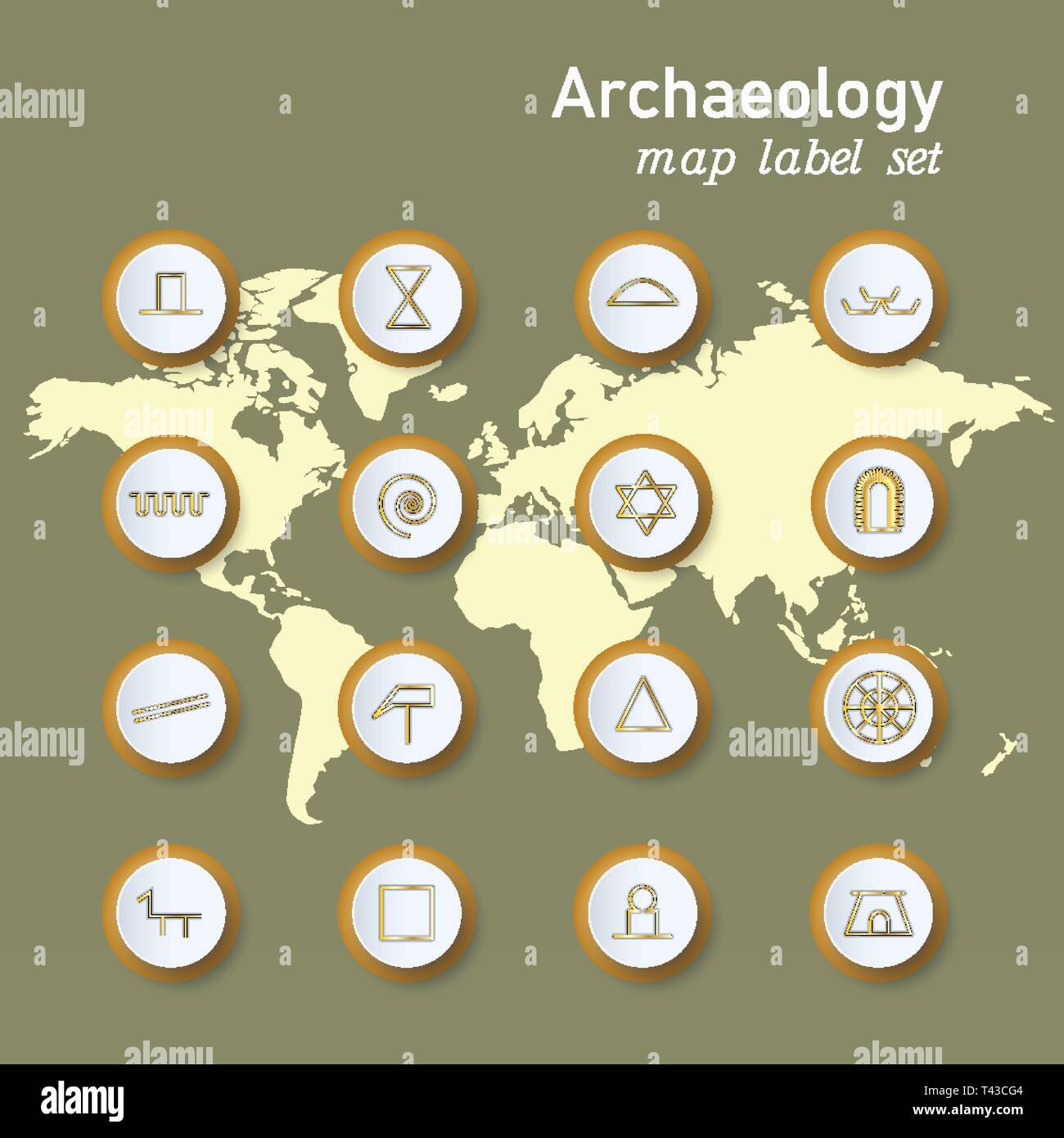 Set of colorful map archaeologycal marker. Vector illustration Stock ...