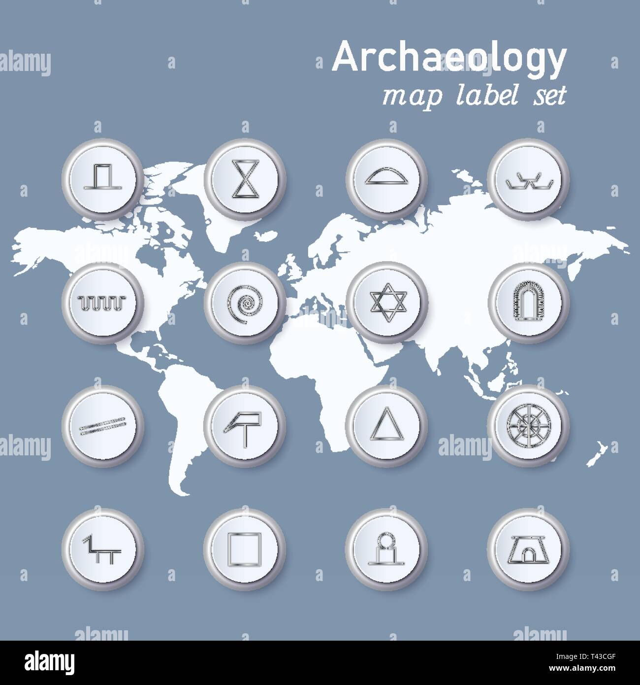 Set of colorful map archaeologycal pin. Vector illustration Stock ...