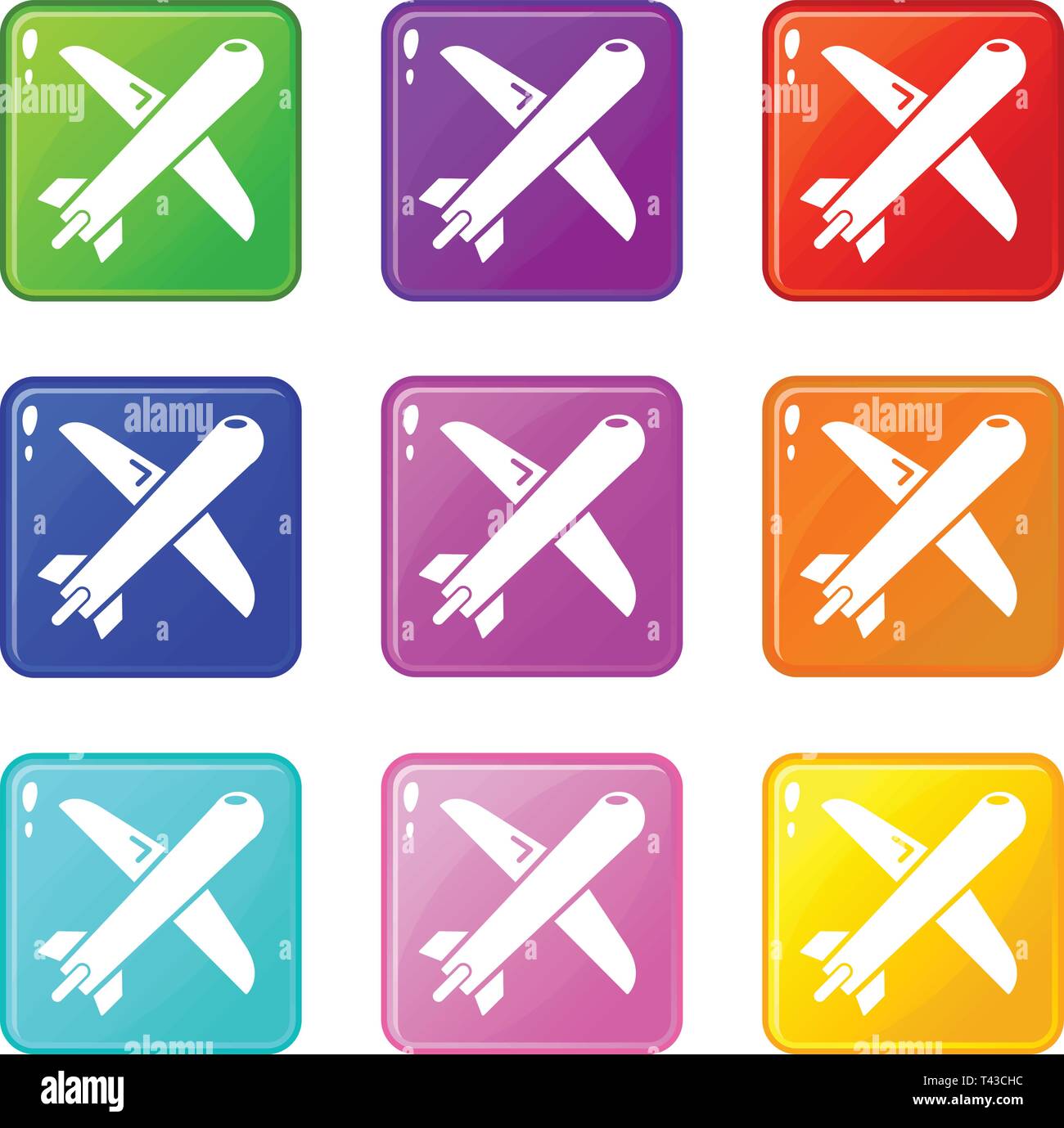 Plane icons set 9 color collection Stock Vector Image & Art - Alamy