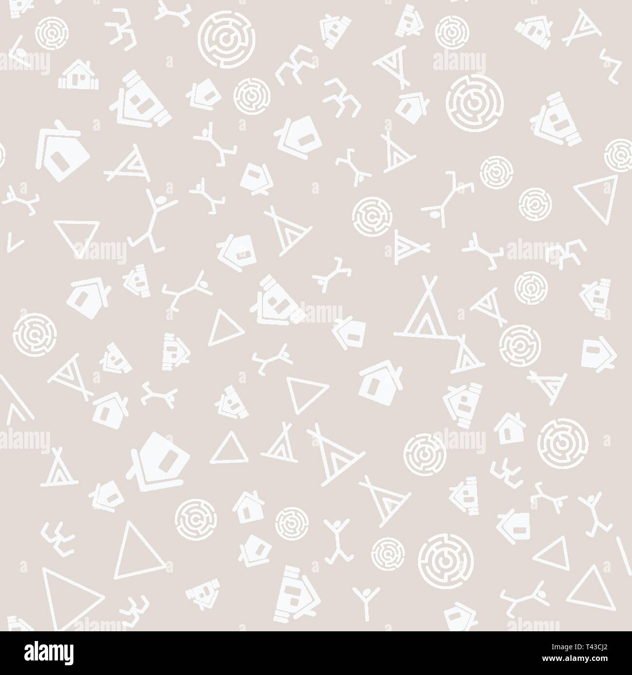 Archeology hand drawn sketch seamless pattern paleontological and ...