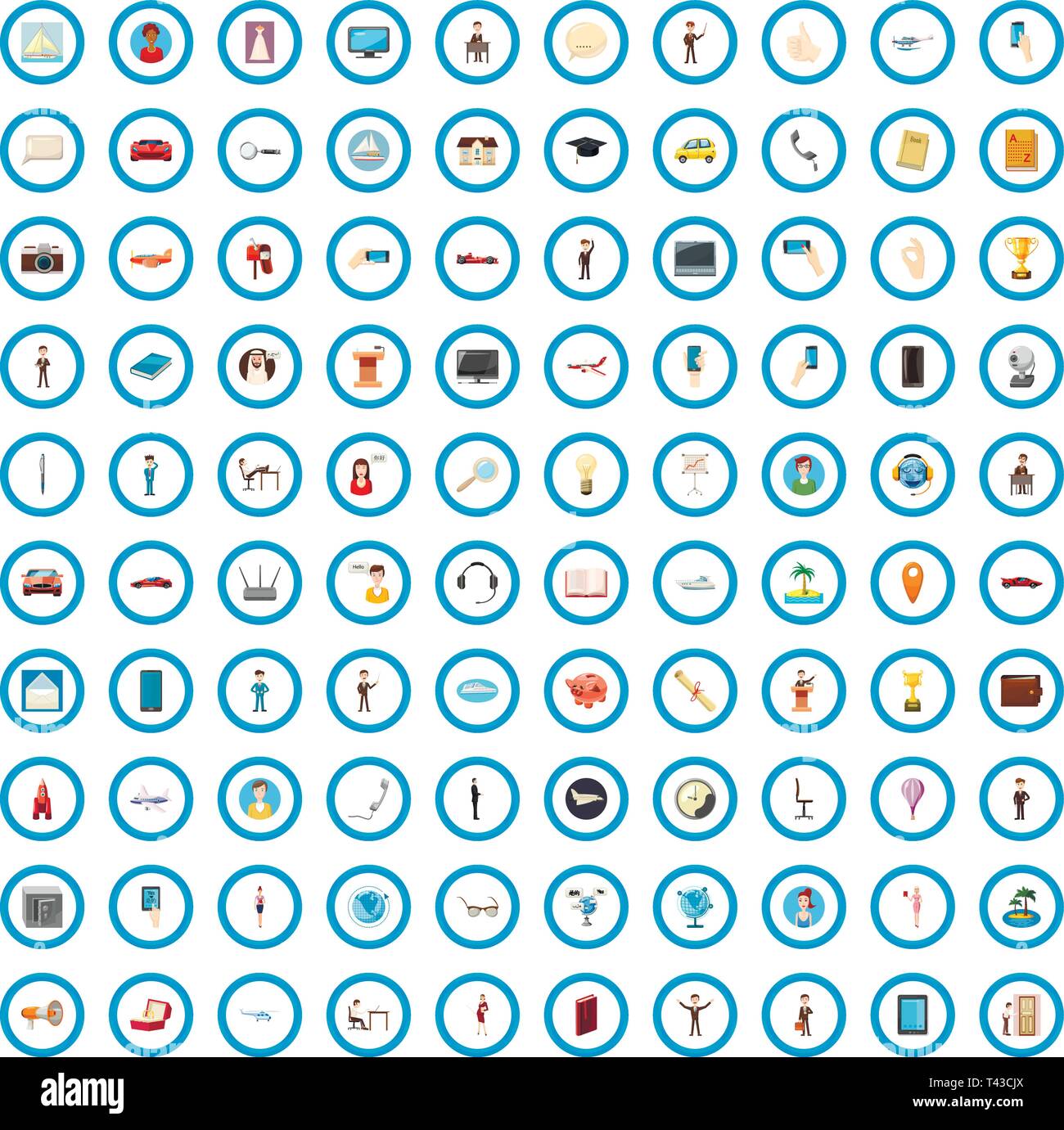 100 successful icons set, cartoon style Stock Vector Image & Art - Alamy