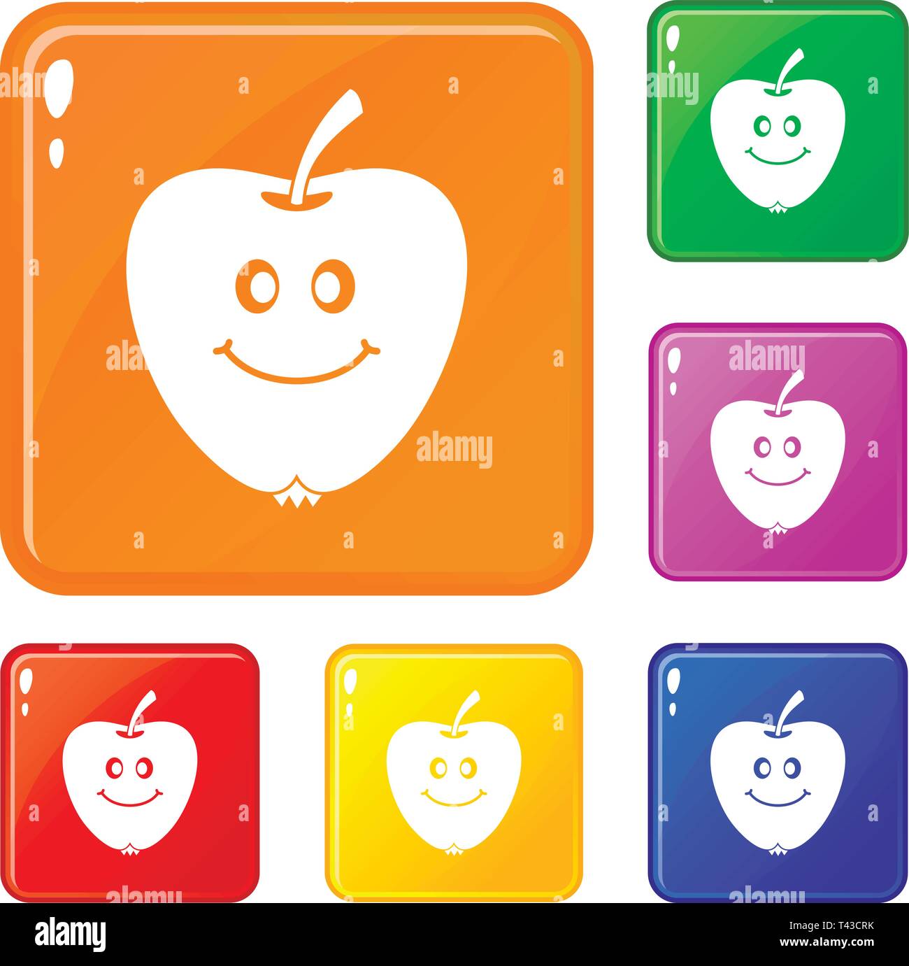 Smiling apple icons set vector color Stock Vector Image & Art - Alamy