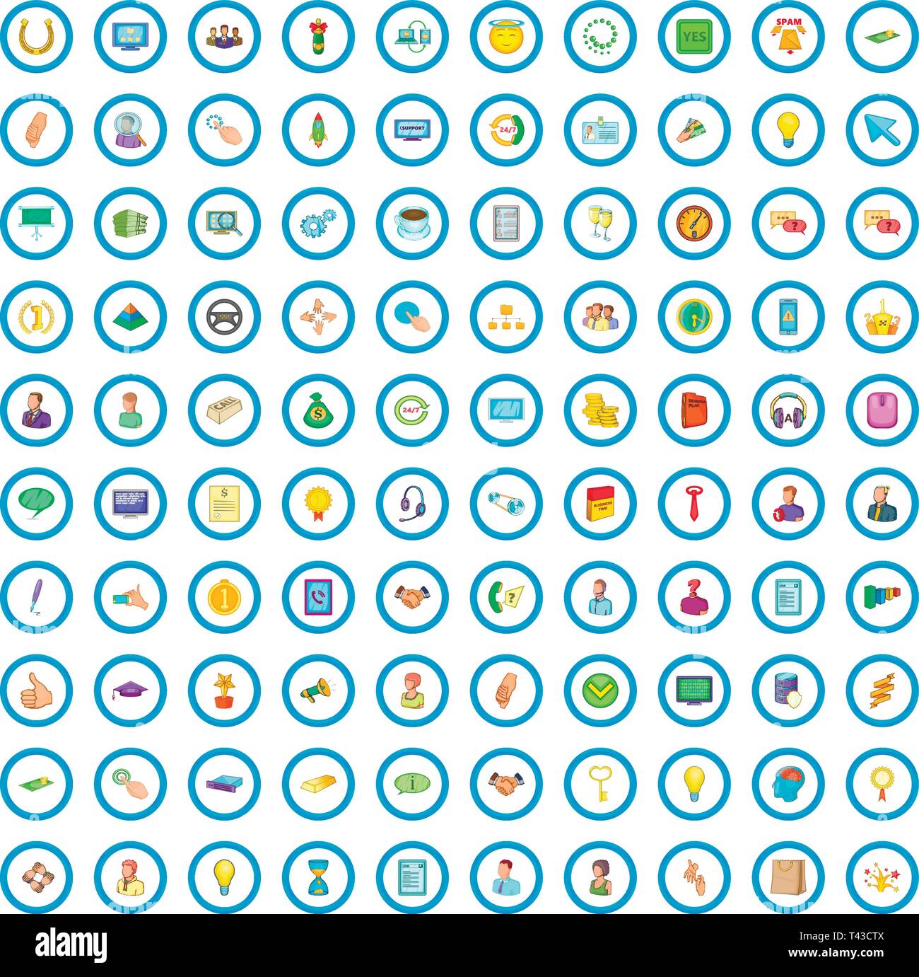 100 successful team icons set, cartoon style Stock Vector Image & Art ...