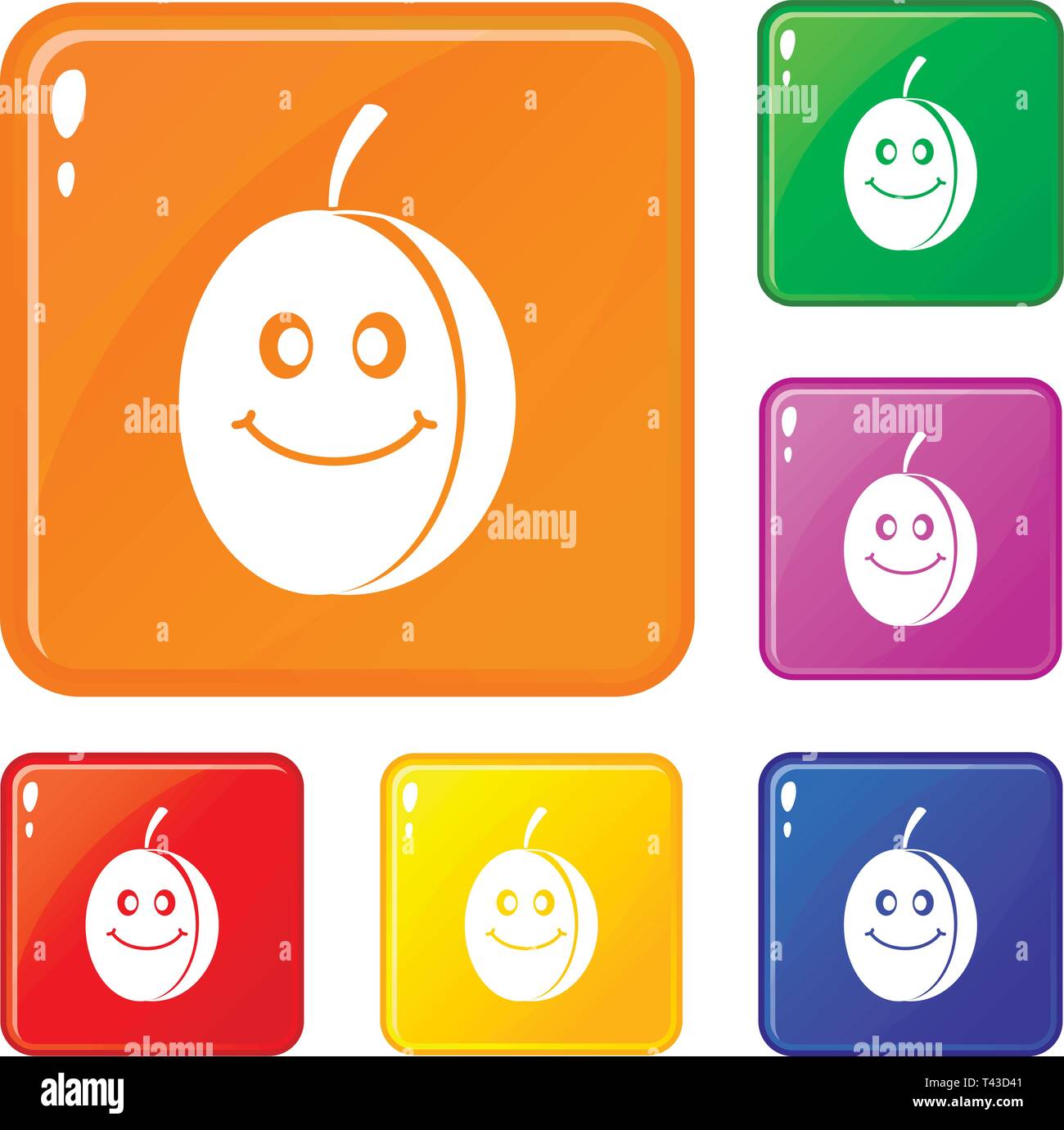 Fresh smiling plum icons set vector color Stock Vector Image & Art - Alamy