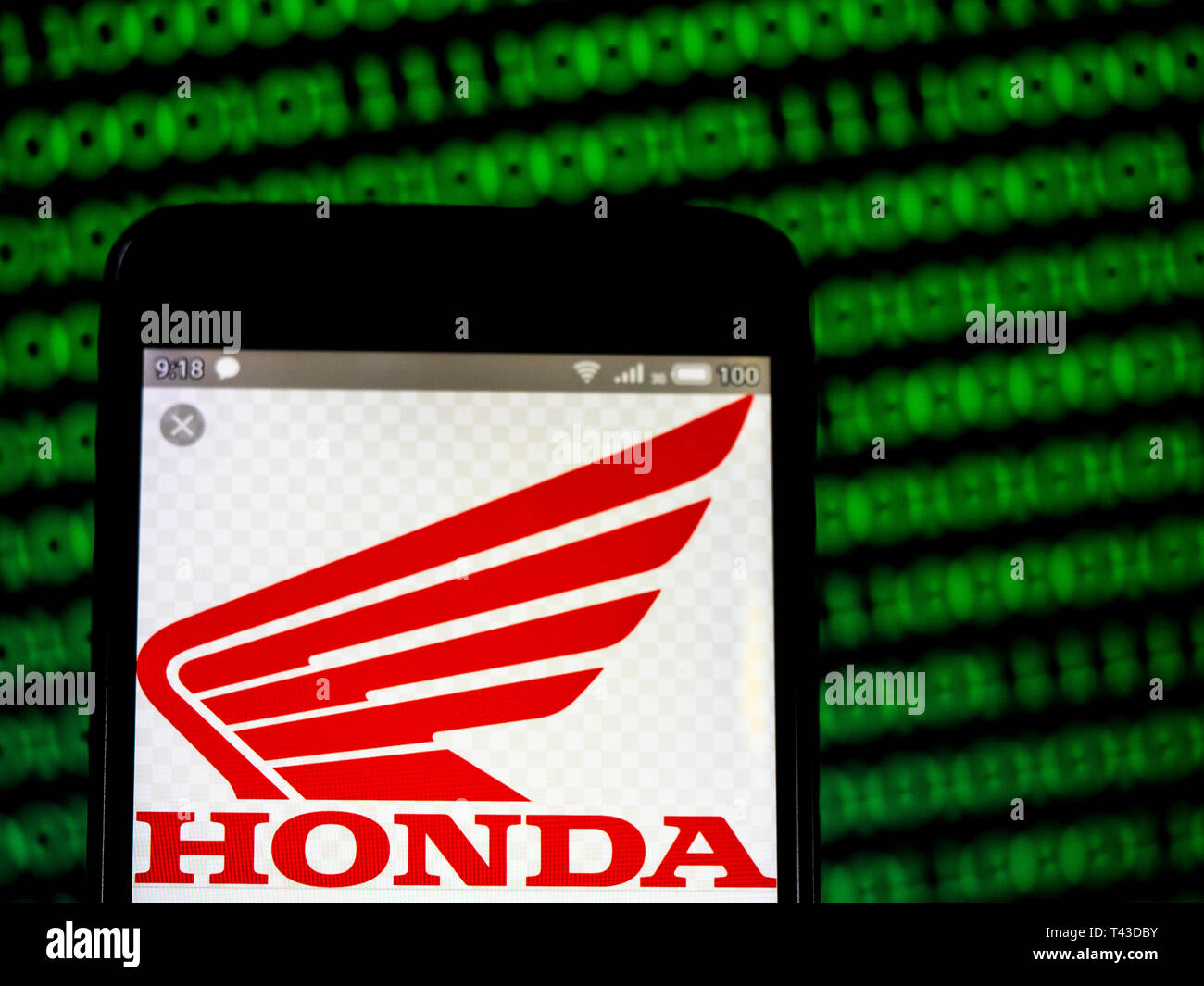 In this photo illustration a Honda Motor Co., Ltd. logo seen displayed ...
